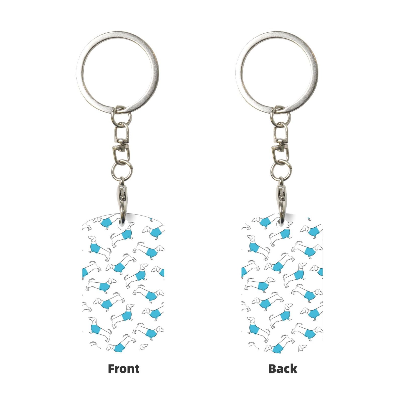 Uemuo Dachshund Dog Puppy Pattern Rectangular Metal Keychain - Durable ...
