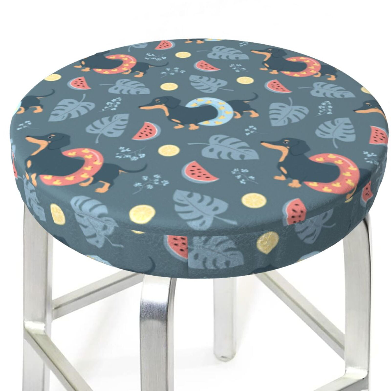 Uemuo Dachshund Dog Puppy Pattern Round Bar Stool Seat Covers Washable ...