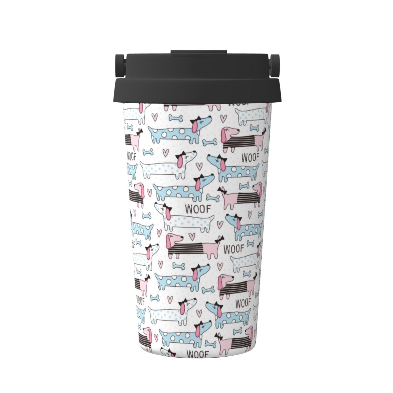 Uemuo Dachshund Dog Puppy Print Carry Insulated Coffee Mug, Travel Mug ...