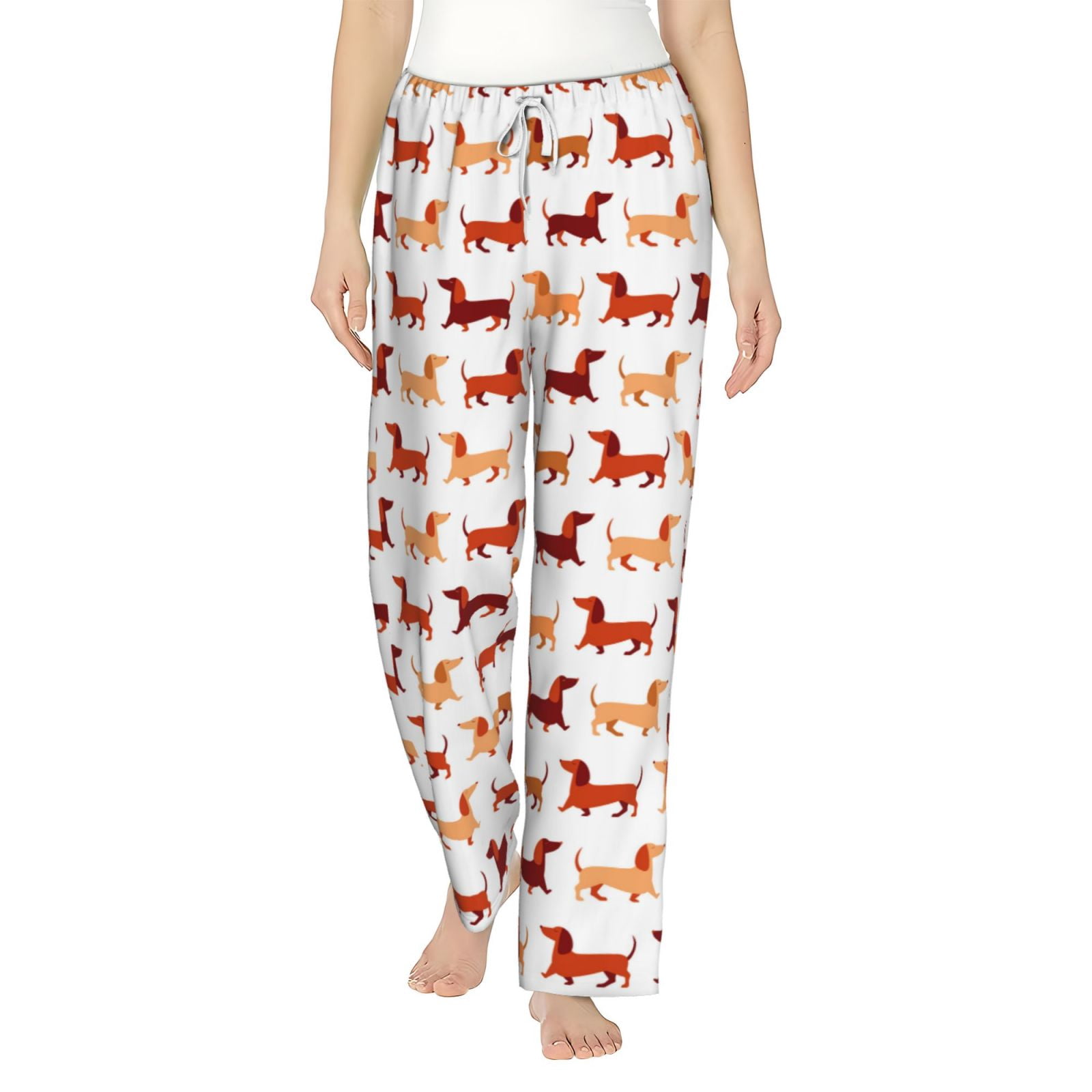Uemuo Dachshund Walking Pattern Women's Wide Leg Palazzo Lounge Pants ...