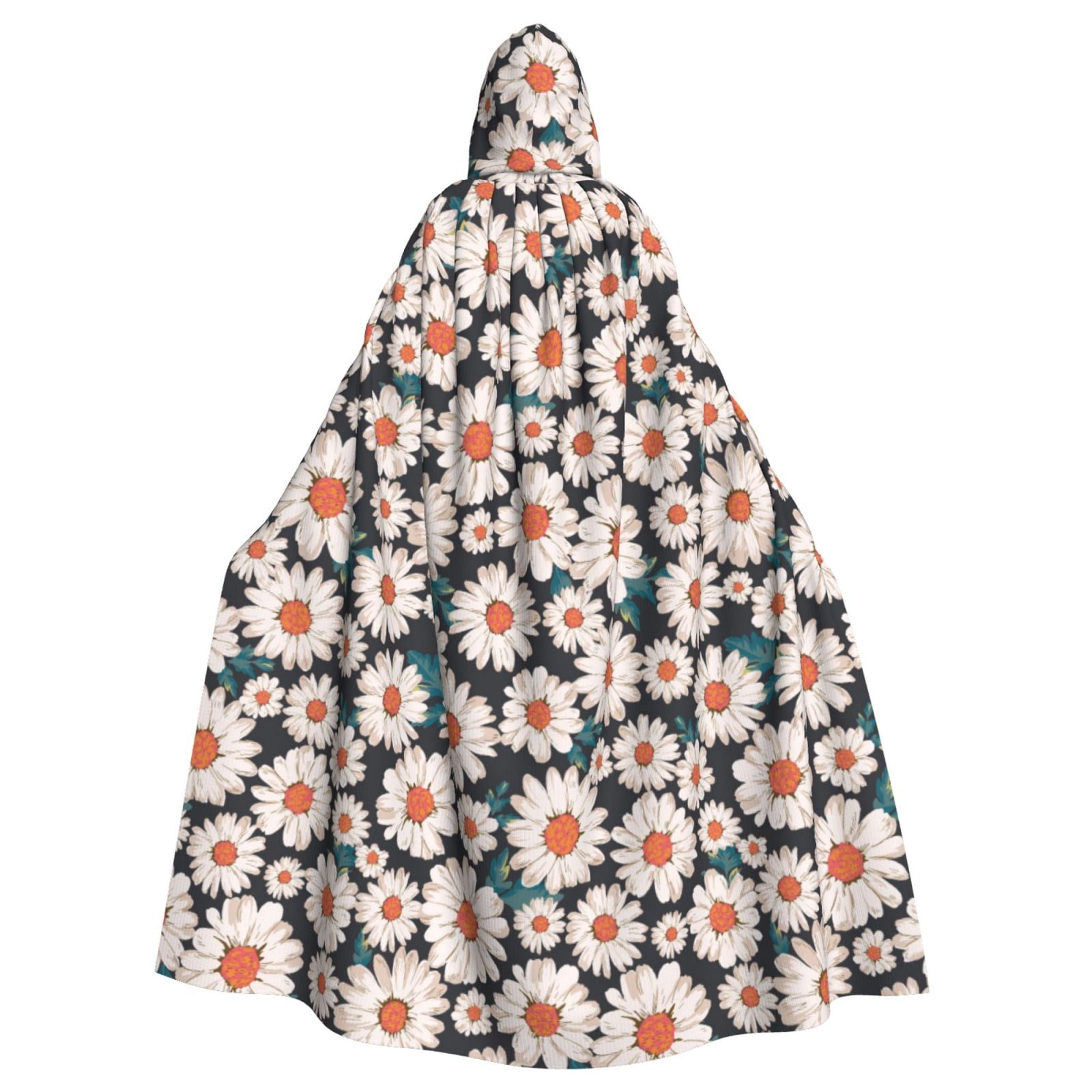 Uemuo Daisies Flowers Pattern Hooded Cloak Cape with Hood Halloween ...