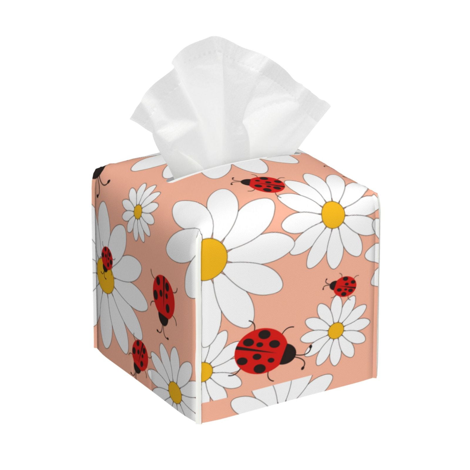Uemuo Daisy and Ladybug Tissue Box Cover Holder, Square with Bottom ...