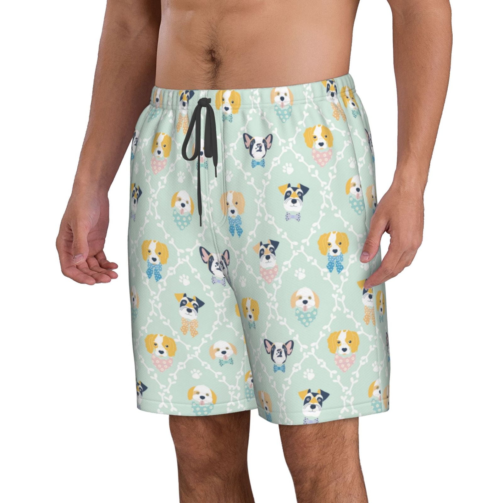 Uemuo Different Breeds of Dogs Pattern Men's Swim Trunks Hawaiian Beach ...