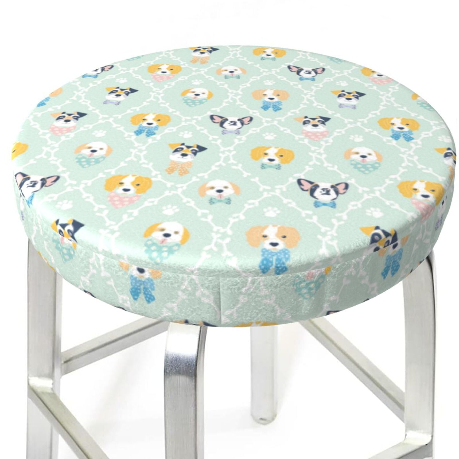 Uemuo Different Breeds of Dogs Pattern Round Bar Stool Seat Covers ...