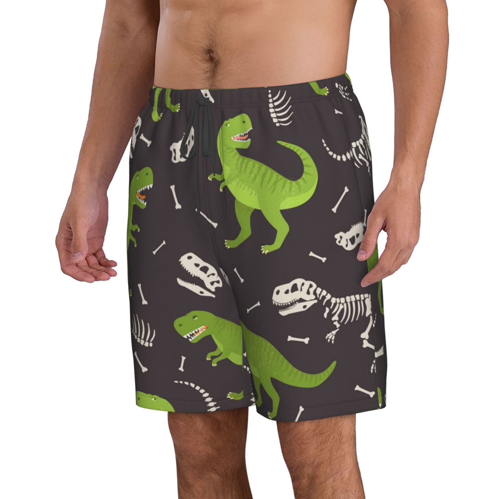Uemuo Dinosaur Skeleton Pattern Men's Swim Trunks Hawaiian Beach ...