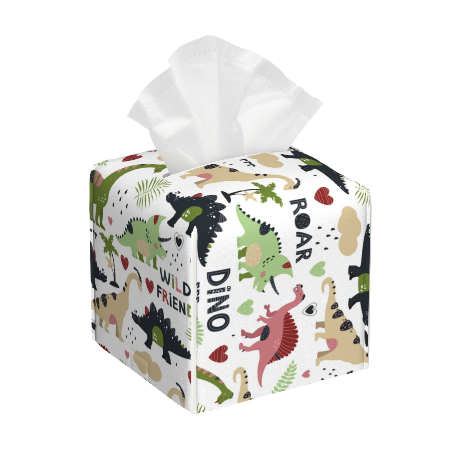 Uemuo Dinosaur Tissue Box Cover Holder, Square with Bottom Belt - PVC ...