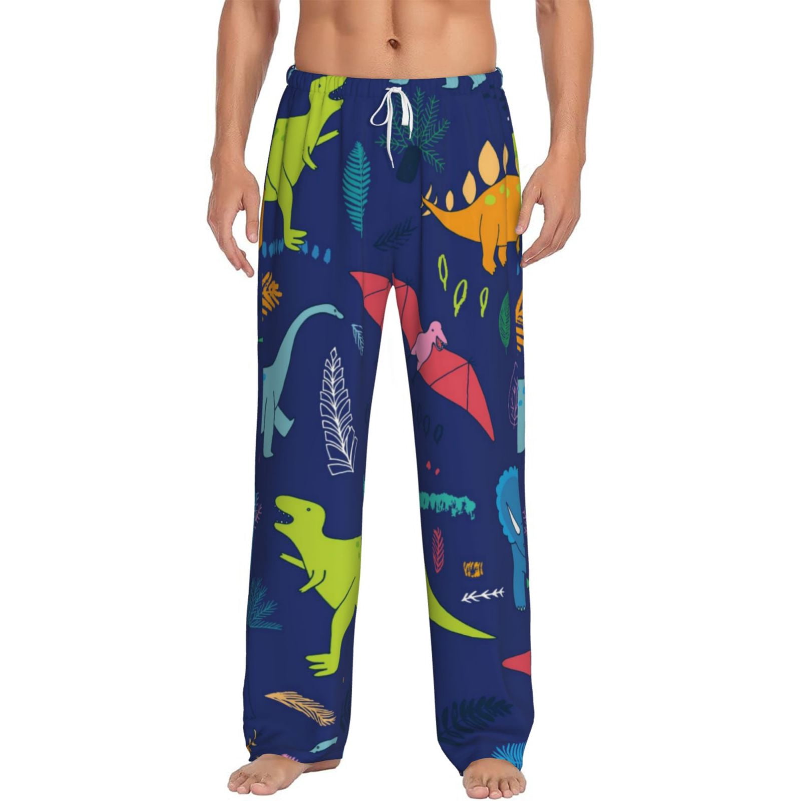 Uemuo Dinosaurs Pattern Men's Wide Leg Palazzo Lounge Pants with ...