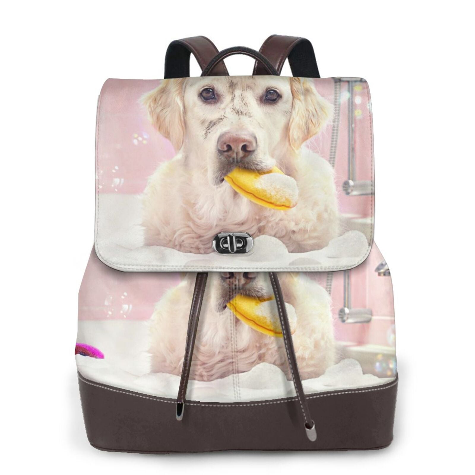 Uemuo Dog Sitting In Bathtub With Duck On Head for Backpack Purse for ...