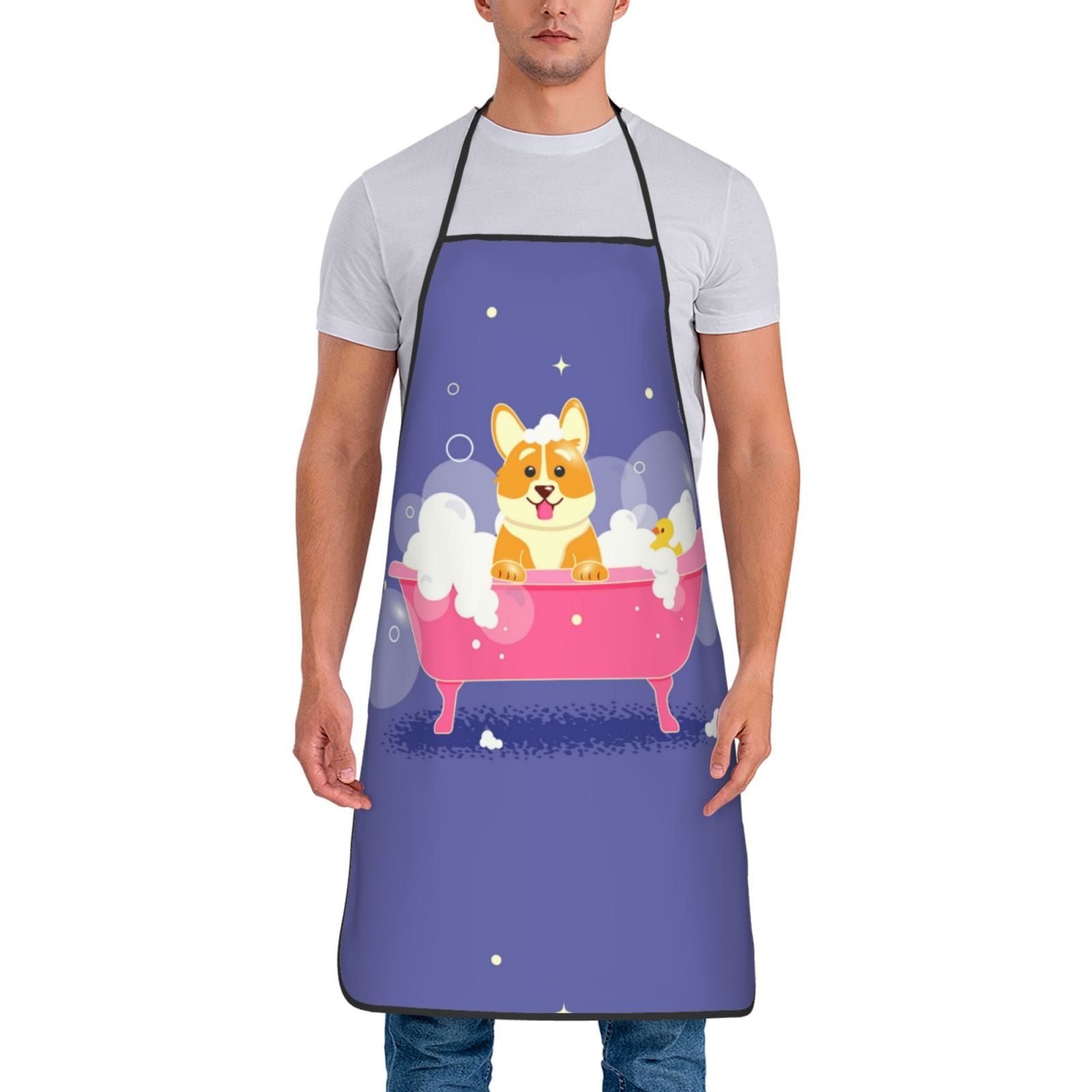 Uemuo Dog Washes in a Bath Printed Bib Apron, Adjustable , Water and ...