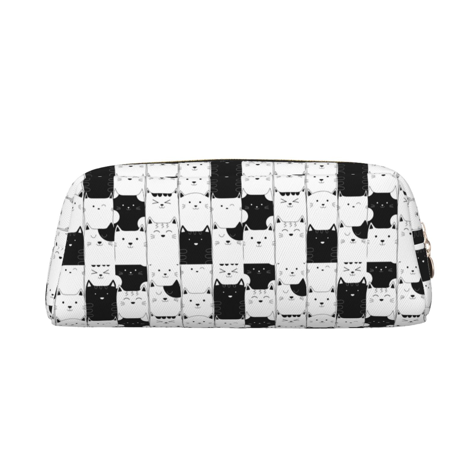 Uemuo Doodle Cute Cat Printed Leather Pencil Case, Pencil Pouch ...