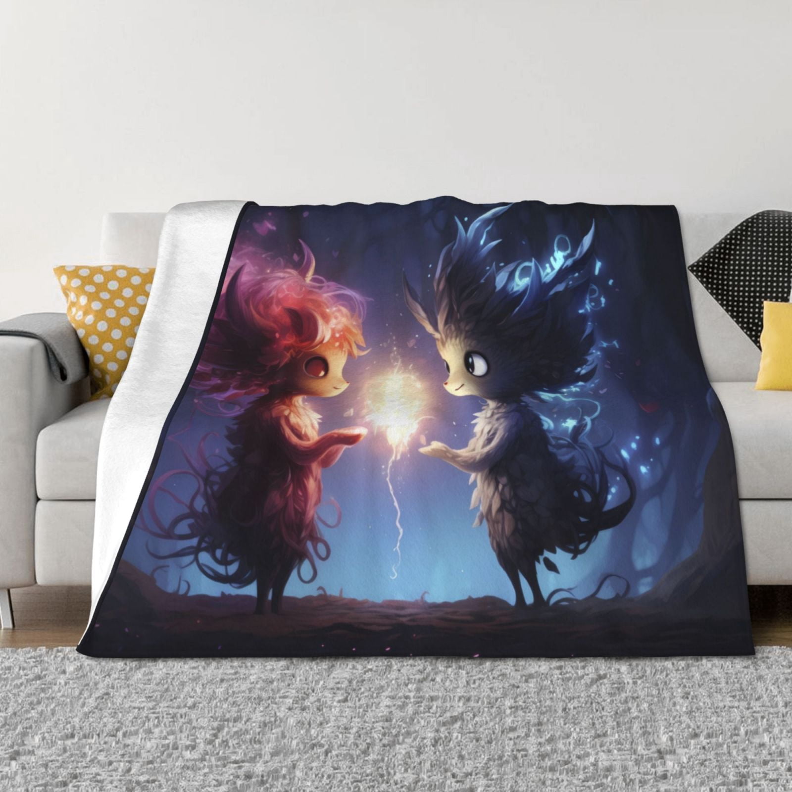 Uemuo Dreamy Forest Elf Printed Throw Blanket for Couch, Fluffy Fuzzy ...