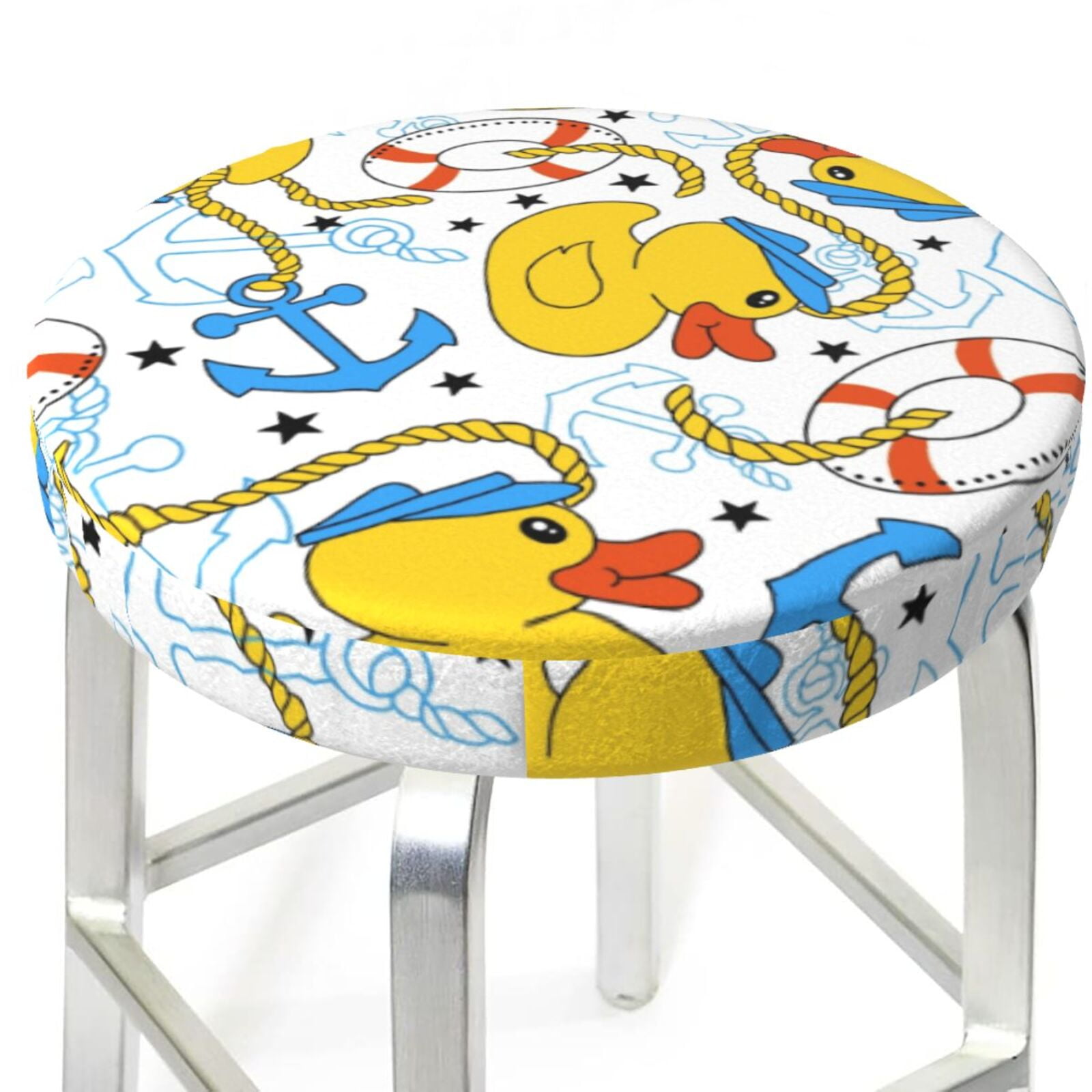 Uemuo Ducks and Anchors Pattern Round Bar Stool Seat Covers Washable ...
