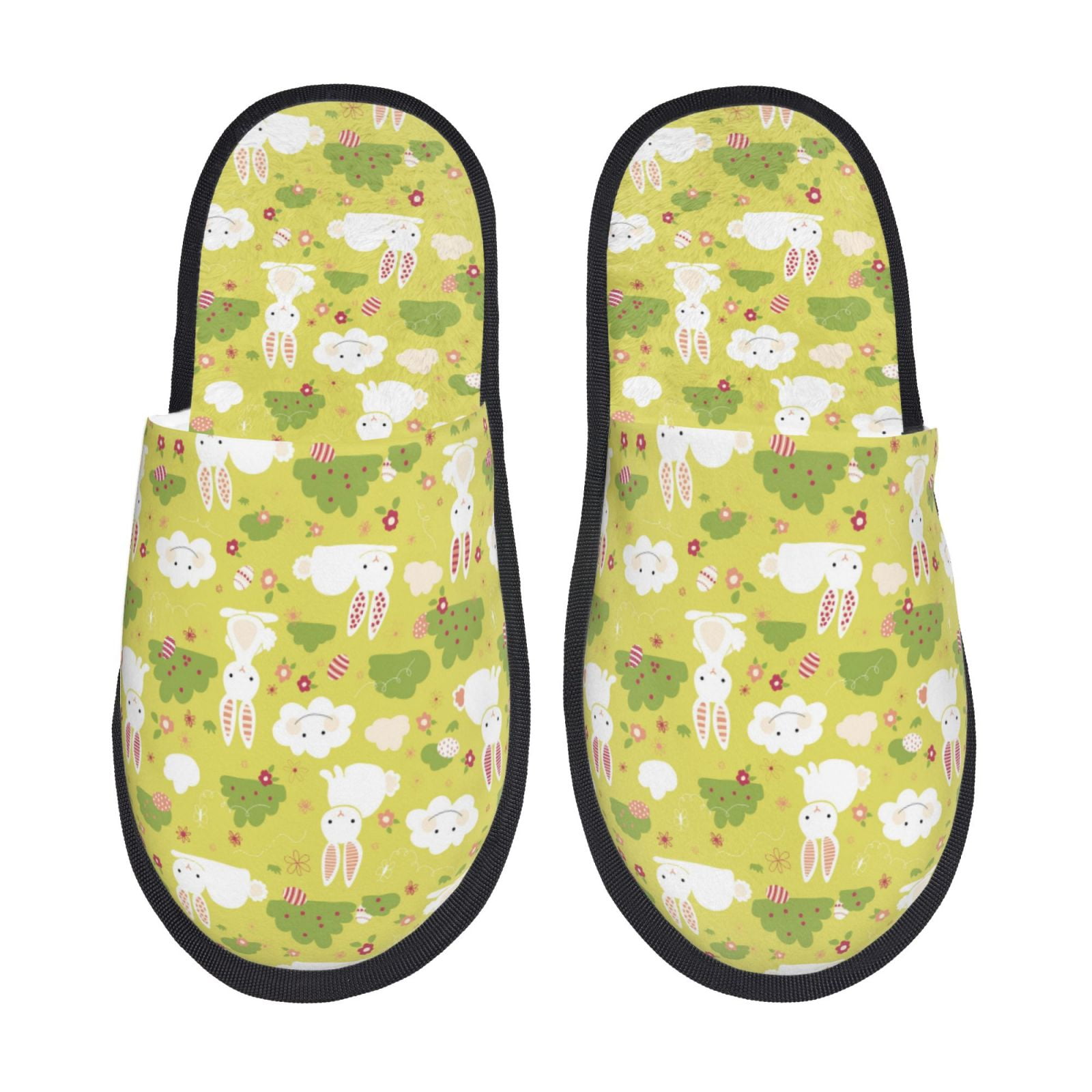 Uemuo Easter Bunny Printe Plush Furry Slippers with EVA Sole for Men ...