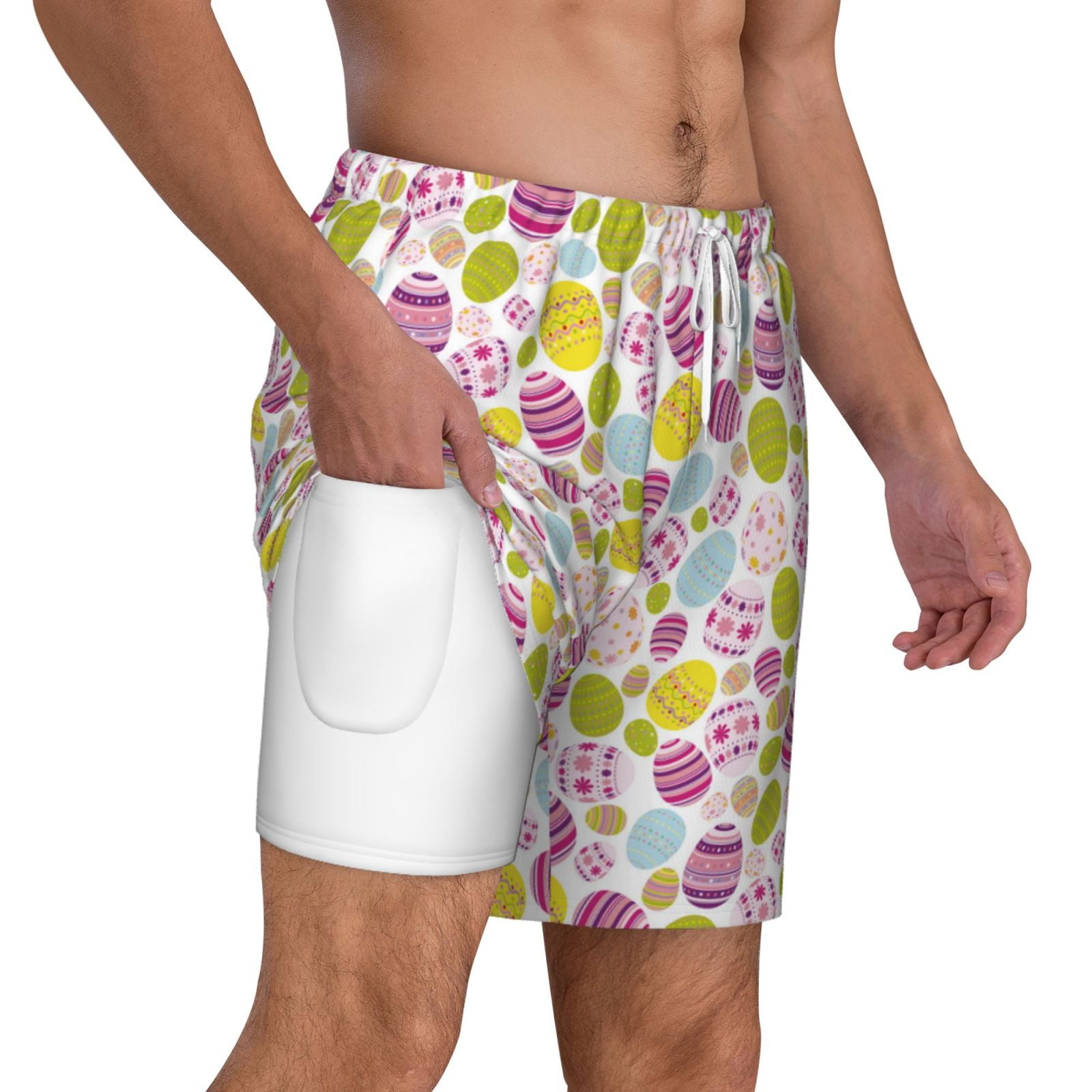 Uemuo Easter Egg Pattern Mens Swim Trunks Quick Dry Board Shorts with ...