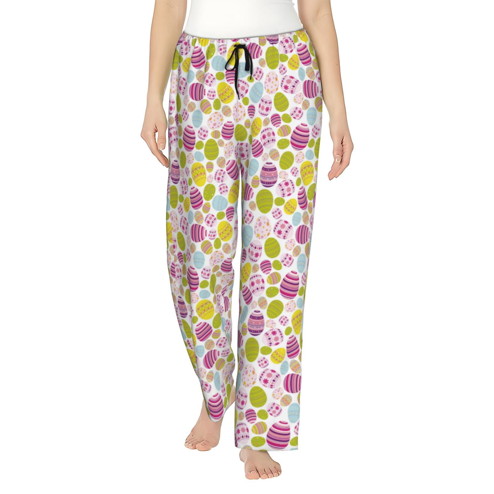 Uemuo Easter Egg Pattern Women's Wide Leg Palazzo Lounge Pants with ...