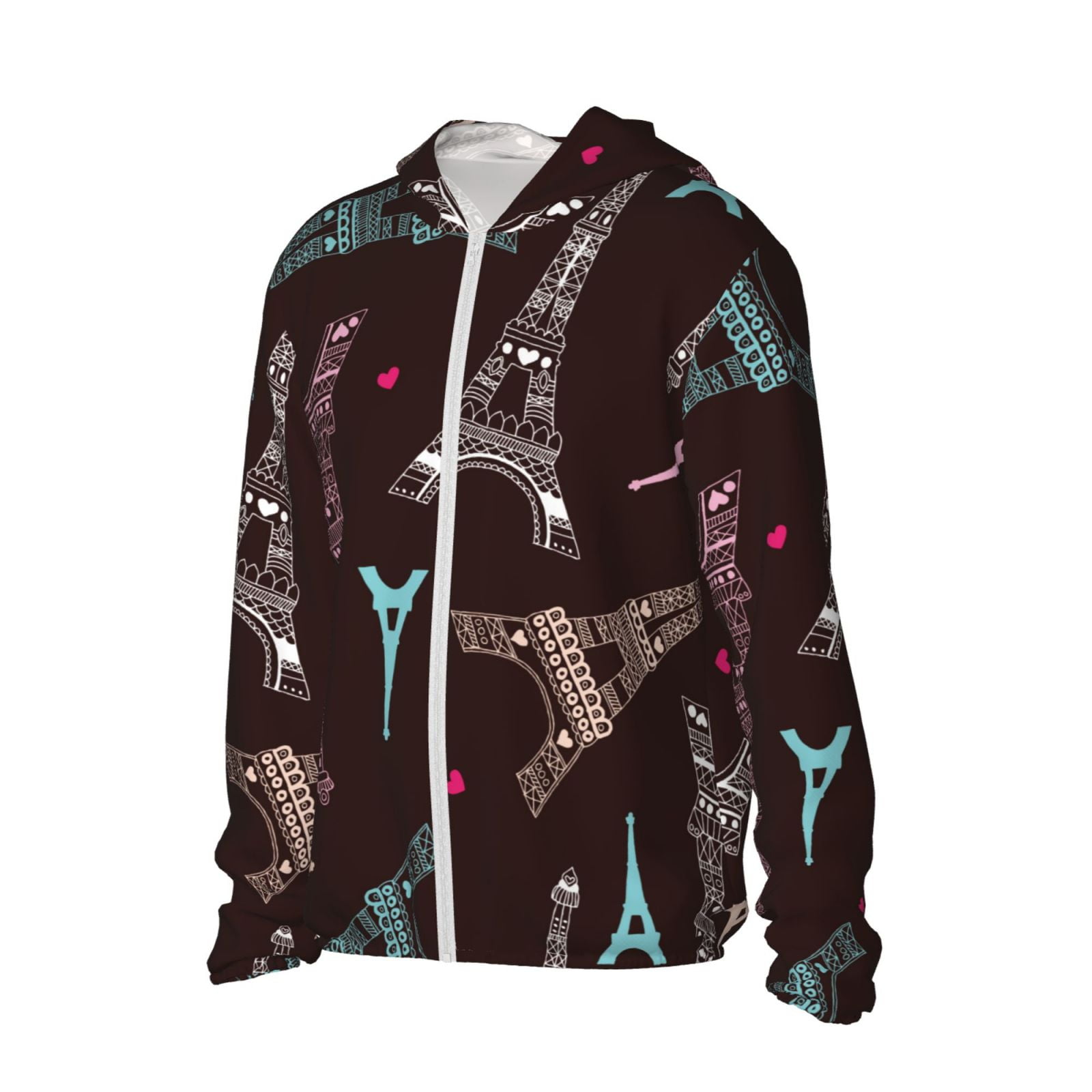 Uemuo Eiffel Tower Pattern Women's Full Zip UPF 50+ Sun Protection ...
