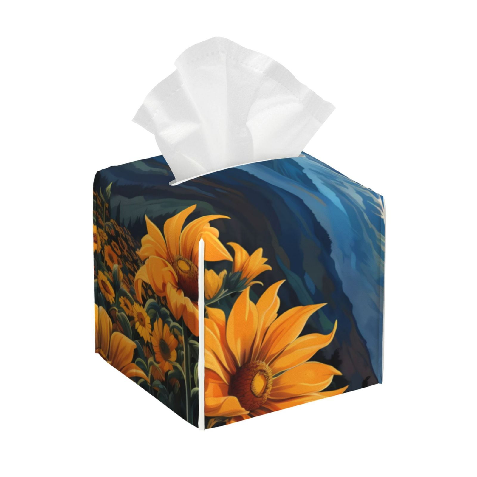 Uemuo Elegant Sunset Sunflower Tissue Box Cover Holder, Square with ...