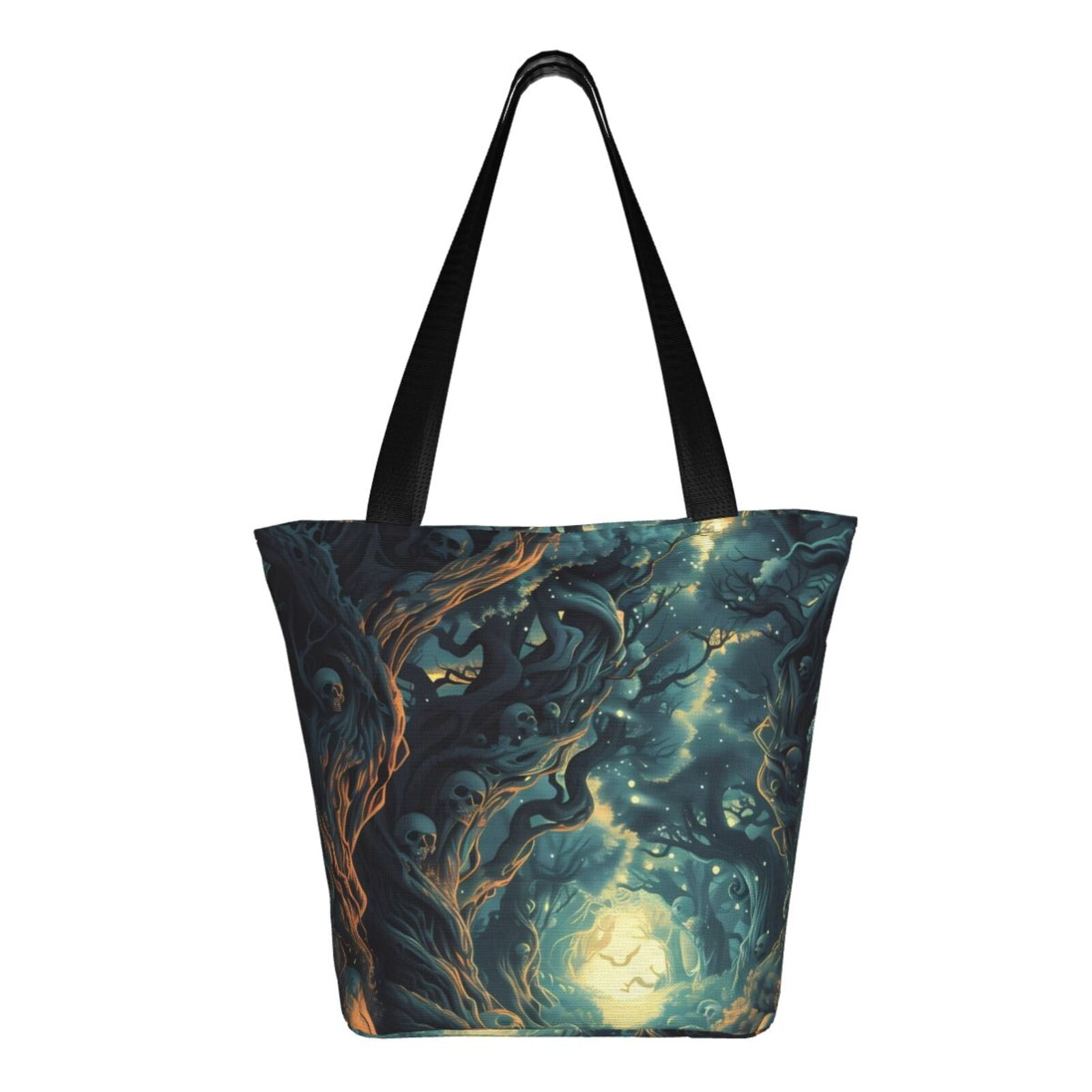 Uemuo Enchanted Forest Skull Path Print Tote Bags for Women,Large ...