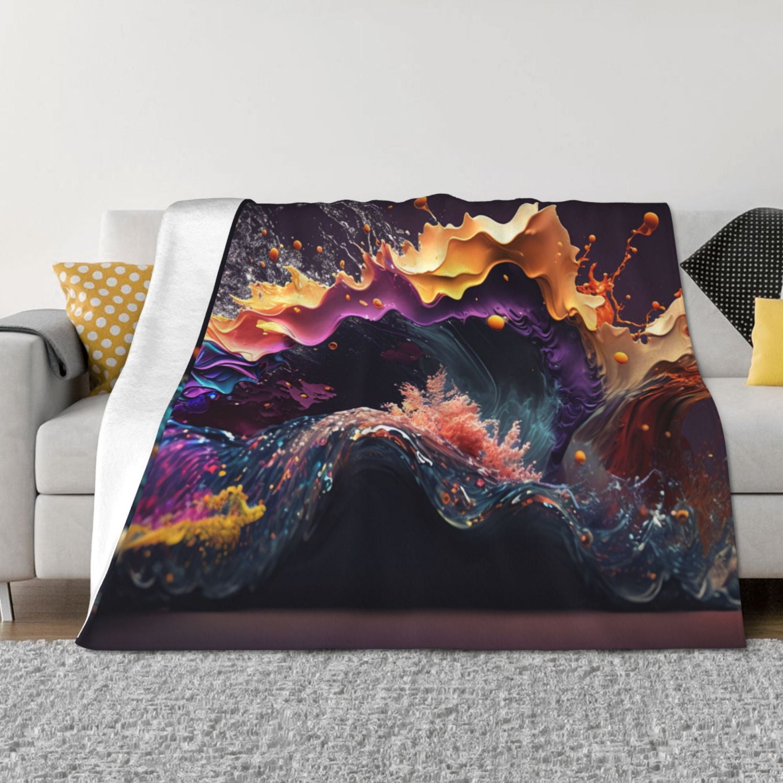 Uemuo Explosive Fluid Splash Art Printed Throw Blanket for Couch ...