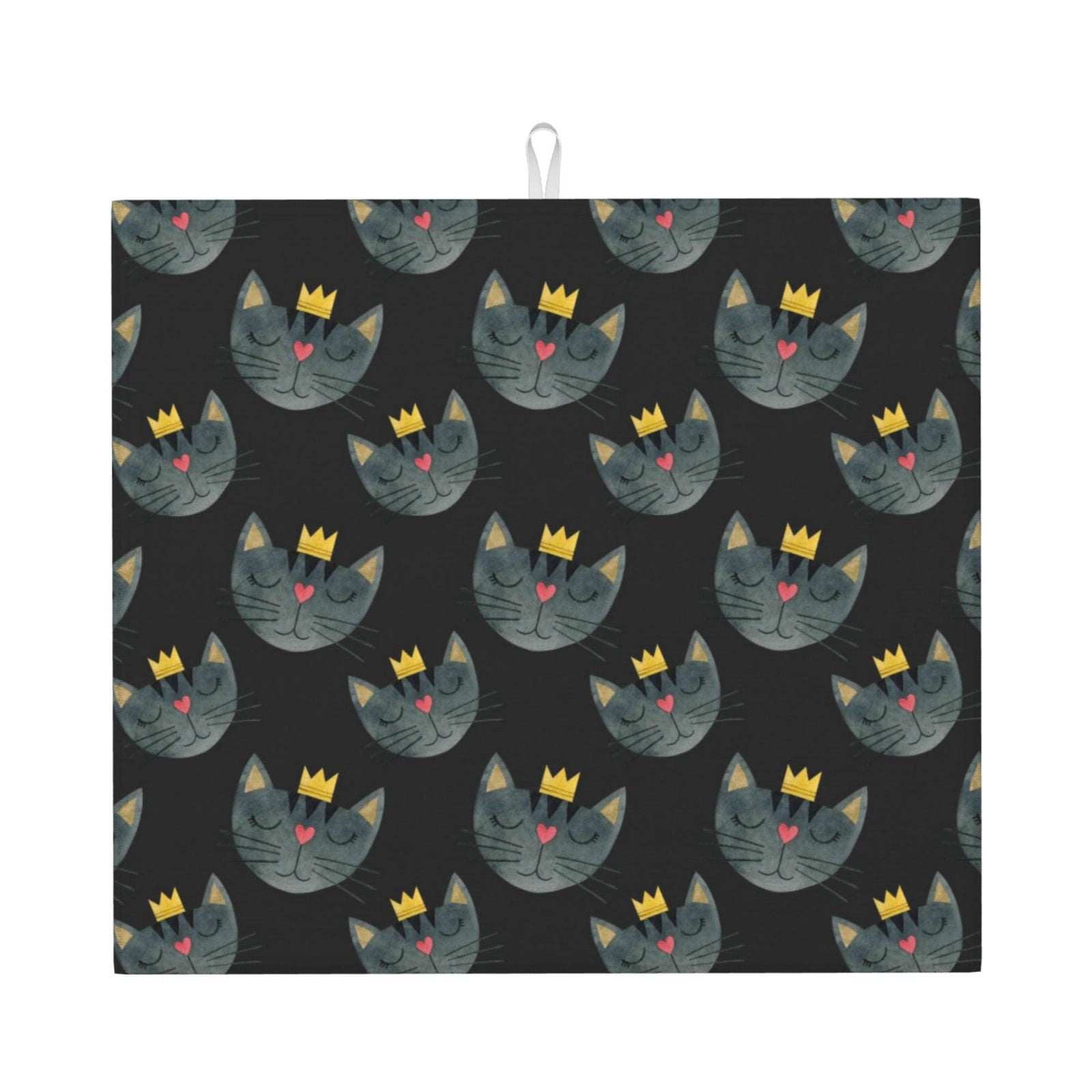 Uemuo Faces Of The Cat Pattern Dish Drying Mat,16*18 inch Absorbent ...