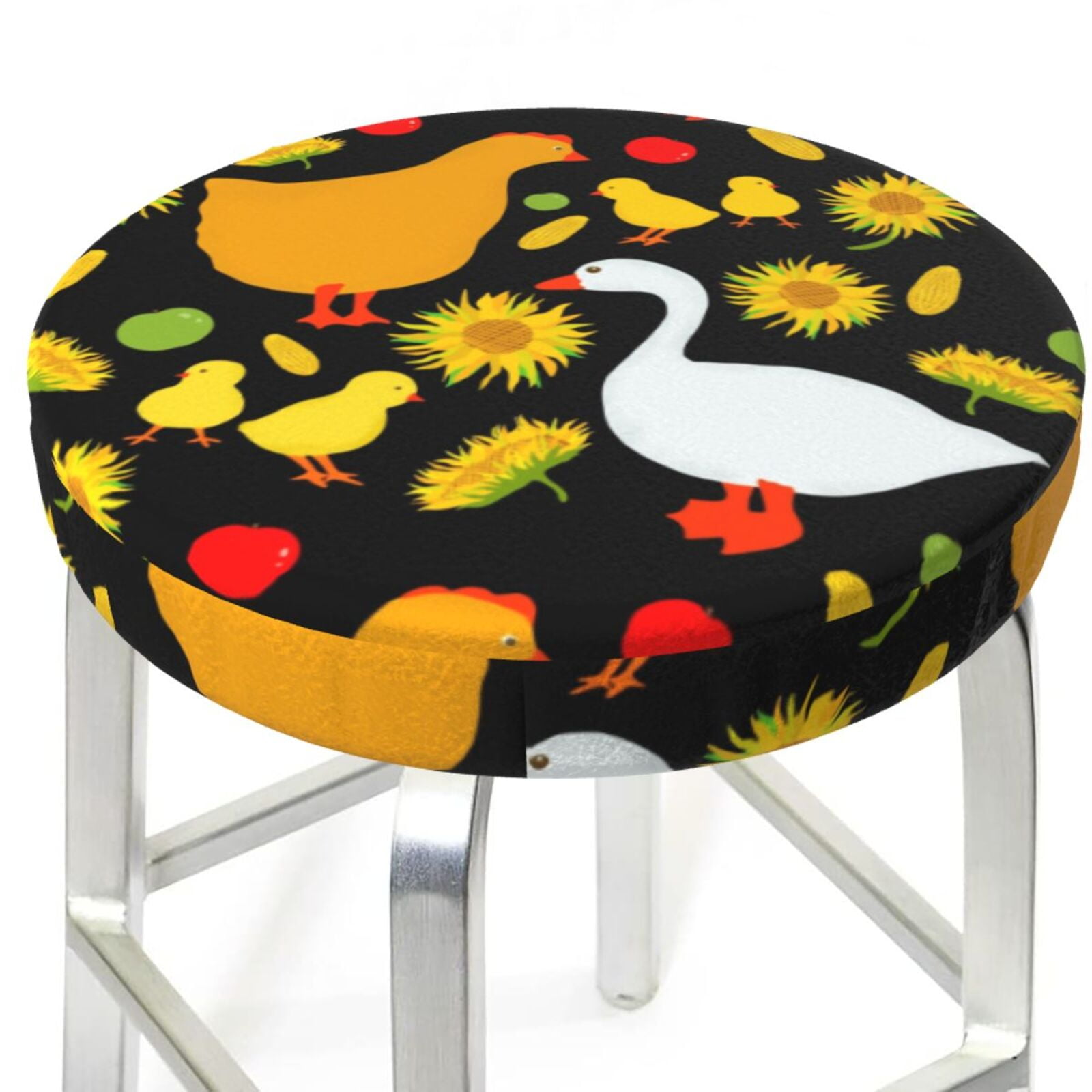 Uemuo Farm Goose Pattern Round Bar Stool Seat Covers Washable Stool ...