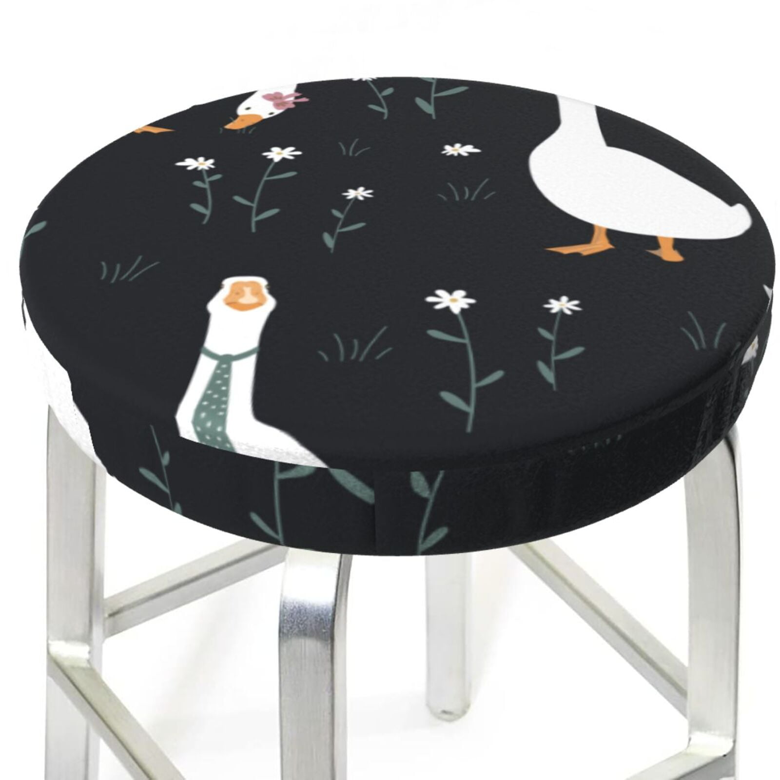 Uemuo Fashionable Goose Pattern Round Bar Stool Seat Covers Washable ...