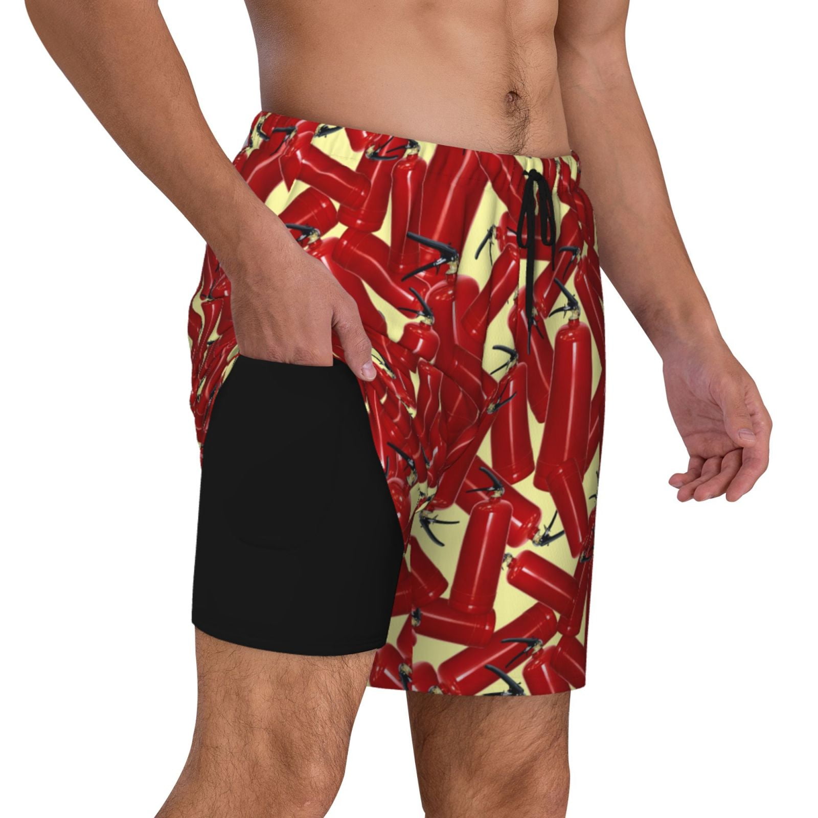 Uemuo Fire Extinguisher Pattern Mens Swim Trunks Quick Dry Board Shorts ...