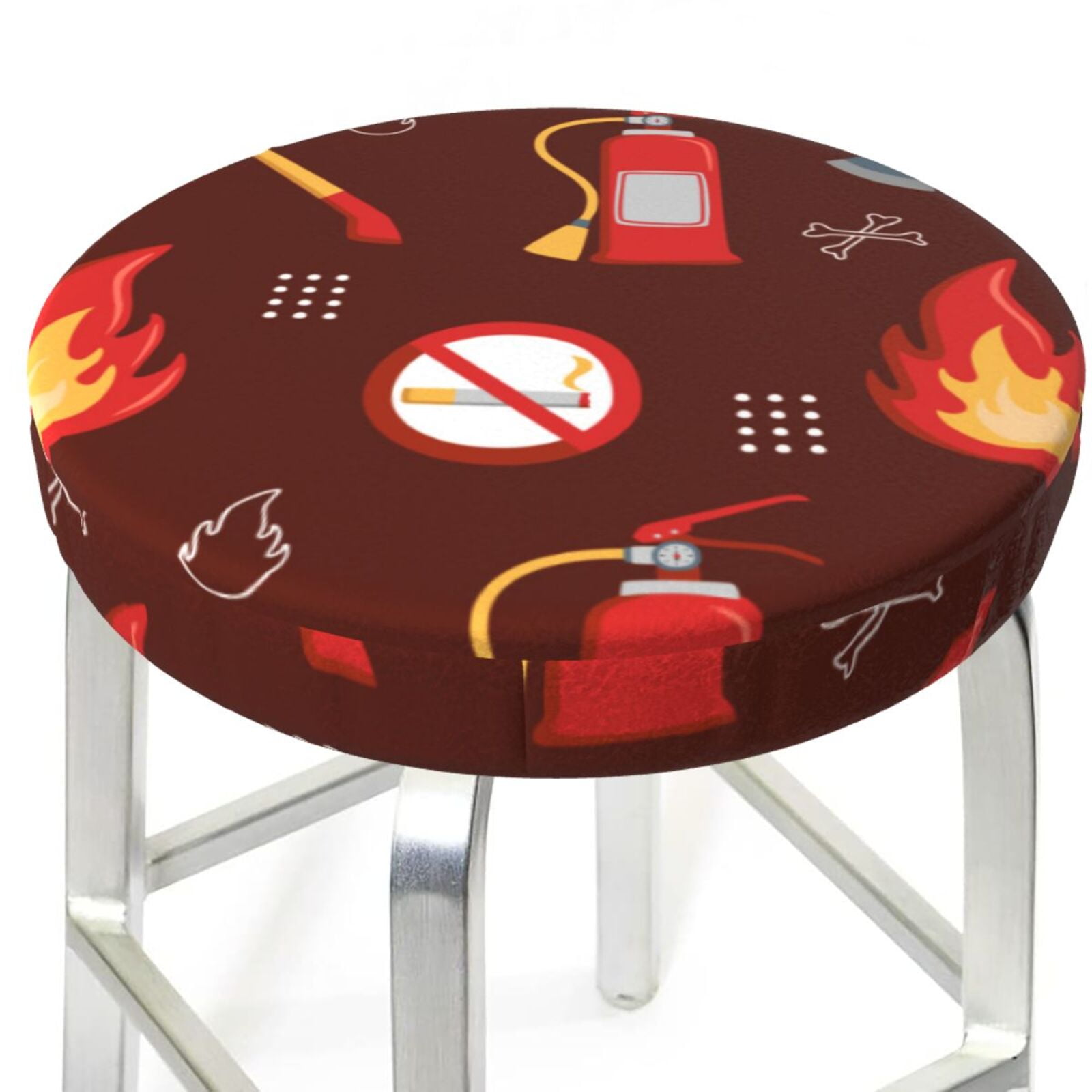 Uemuo Fire Extinguisher Pattern Round Bar Stool Seat Covers Washable ...