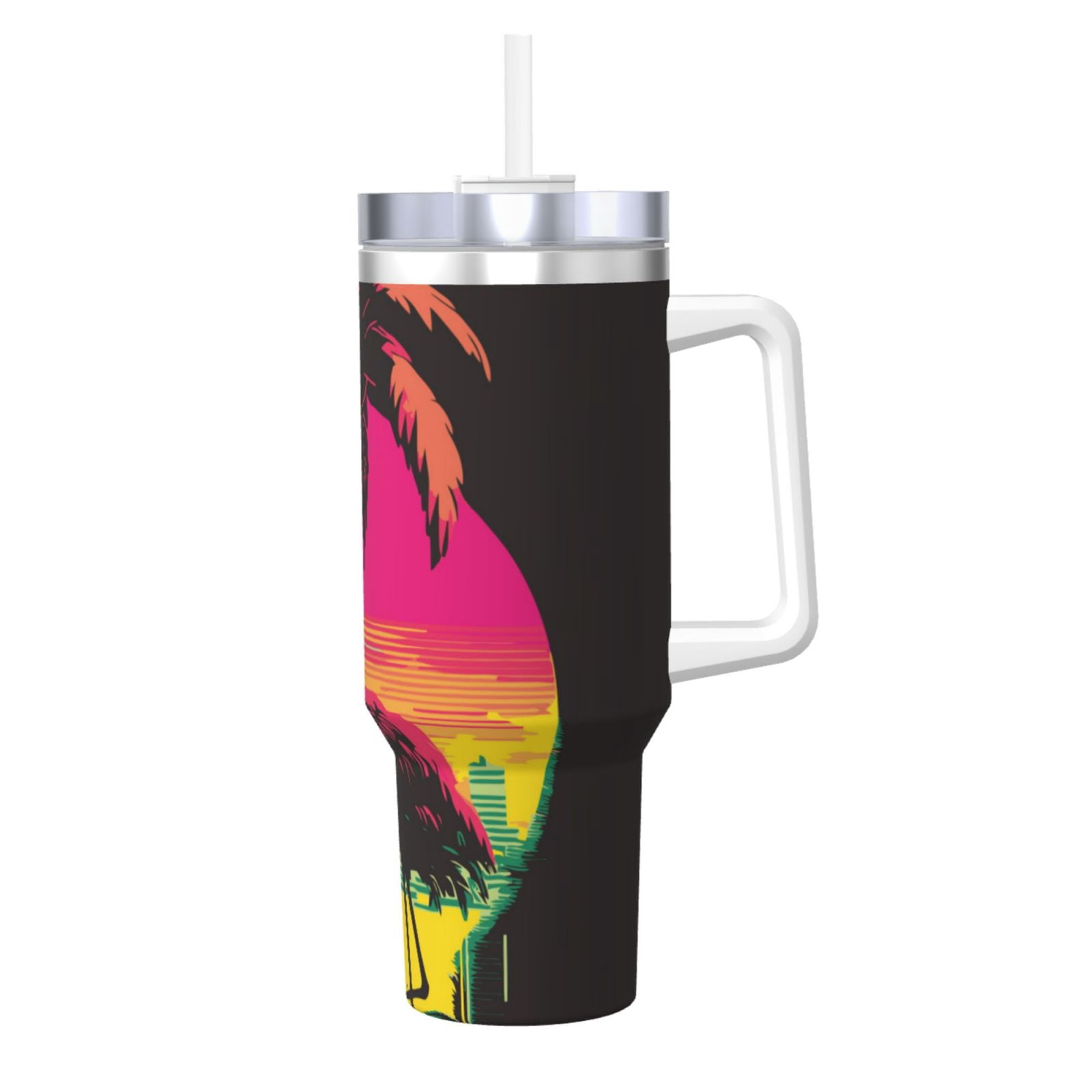 Uemuo Flamingo And Palm Trees At Sunset Print 40oz Ice Bully With ...