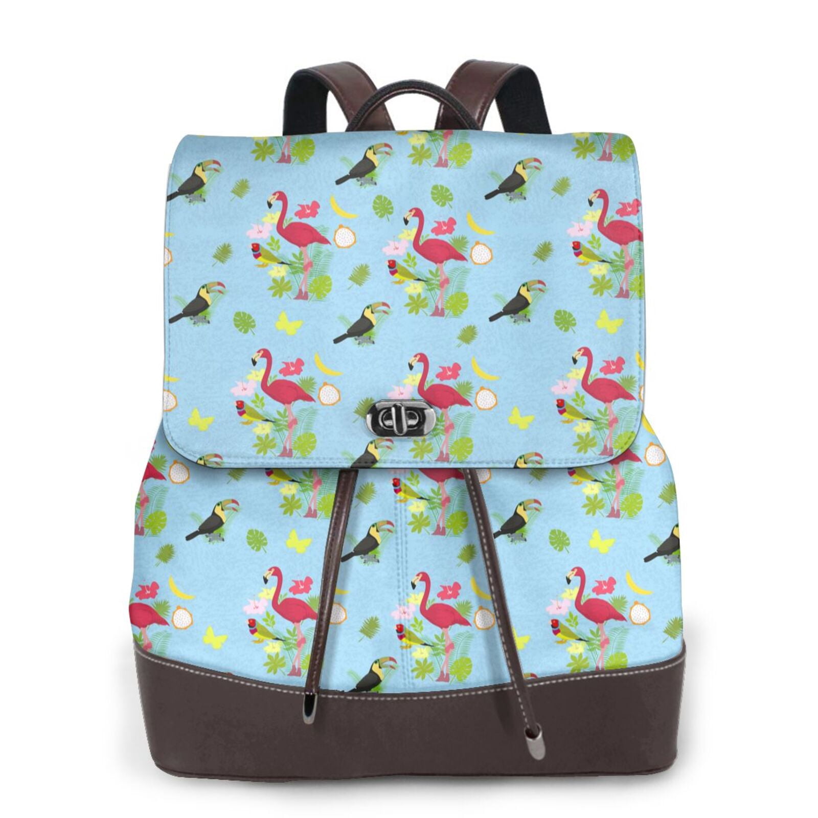 Uemuo Flamingos And Tropical Plants for Backpack Purse for Women Large ...