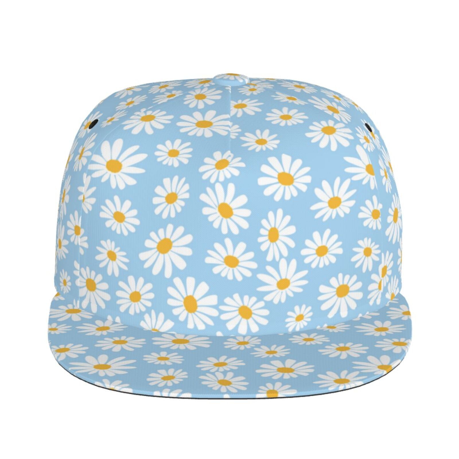 Uemuo Floral Daisy Pattern Women's Baseball Cap,Straight Brim Hat,Golf ...