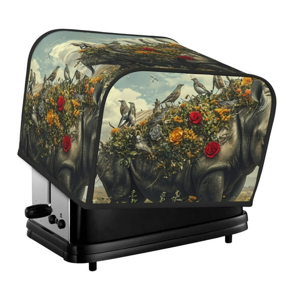 Uemuo Floral Rhino With Birds Print Toaster Cover 4 Slice, Small ...