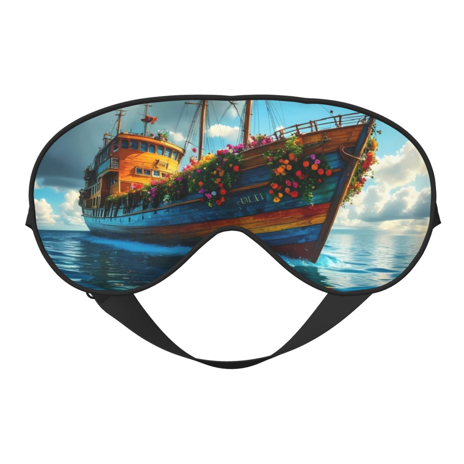 Uemuo Floral Ship On Ocean Pattern Sleep Eye Mask - Light Blocking ...