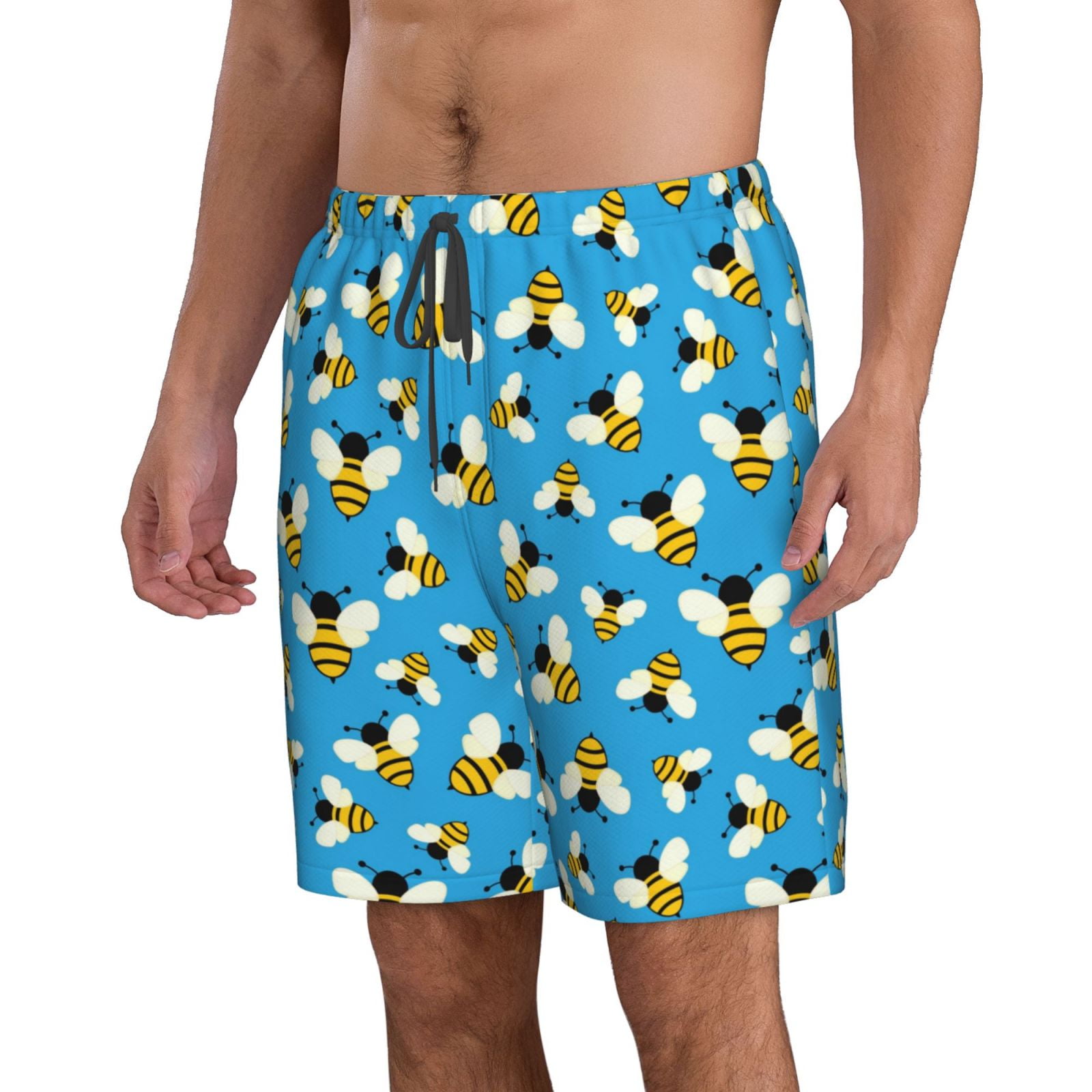 Uemuo Flying Bees Pattern Men's Swim Trunks Hawaiian Beach Bathing Suit ...