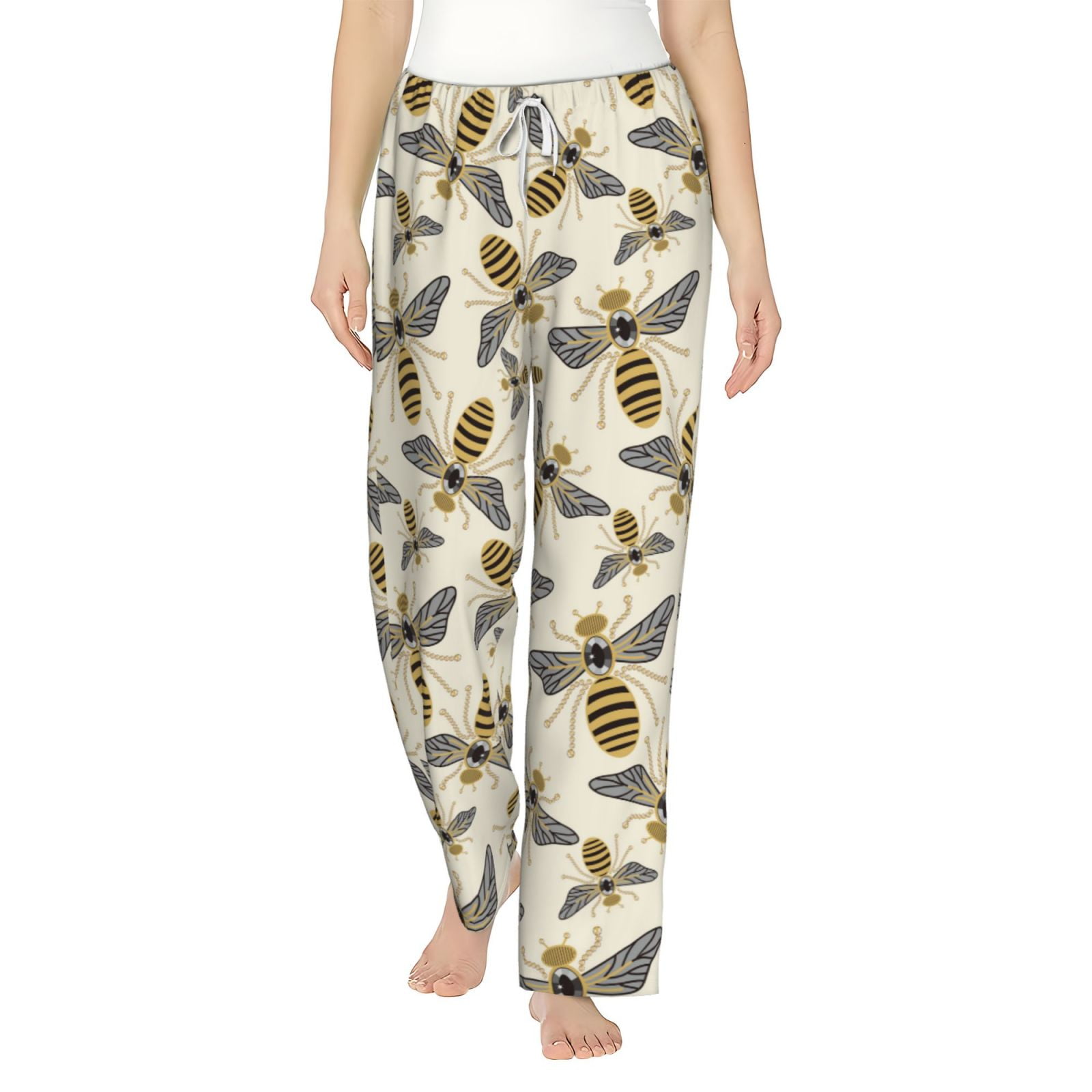 Uemuo Flying Bees1 Pattern Women's Wide Leg Palazzo Lounge Pants with ...
