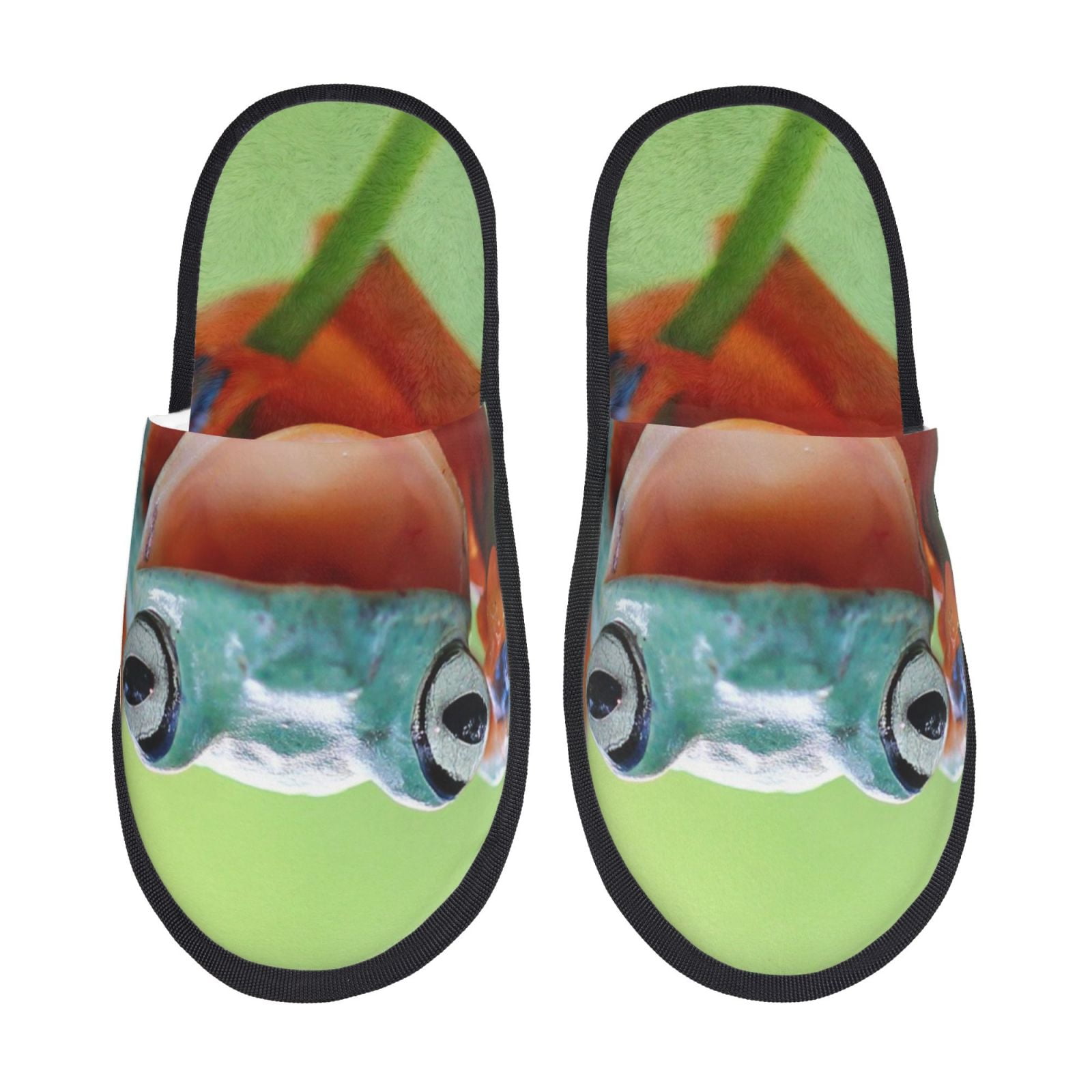 Uemuo Flying Frog On Branch Printe Plush Furry Slippers with EVA Sole ...
