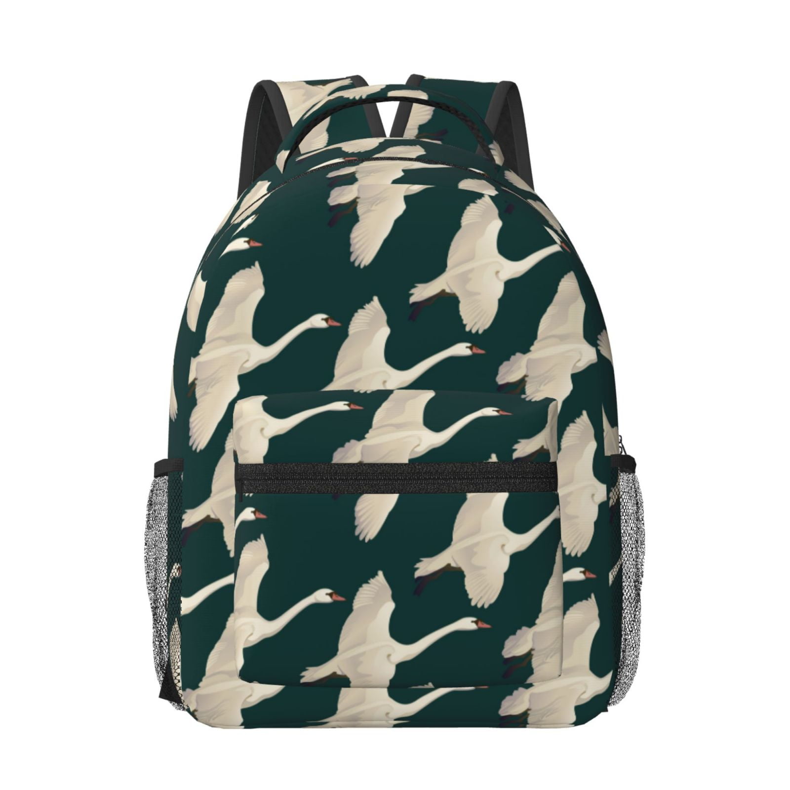Uemuo Flying Swans Printed Student Durable Water-resistant Backpack ...