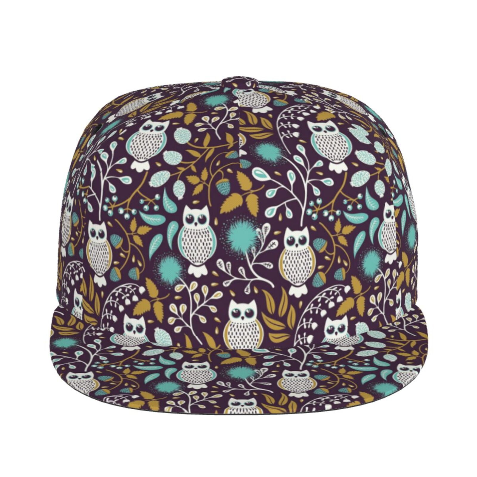 Uemuo Forest Cute Owl Pattern Women's Baseball Cap,Straight Brim Hat ...