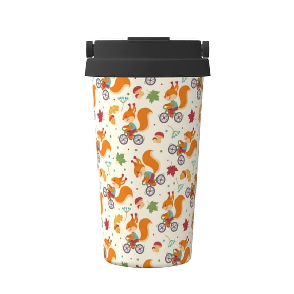 Uemuo Forest Squirrel Print Carry Insulated Coffee Mug, Travel Mug with ...