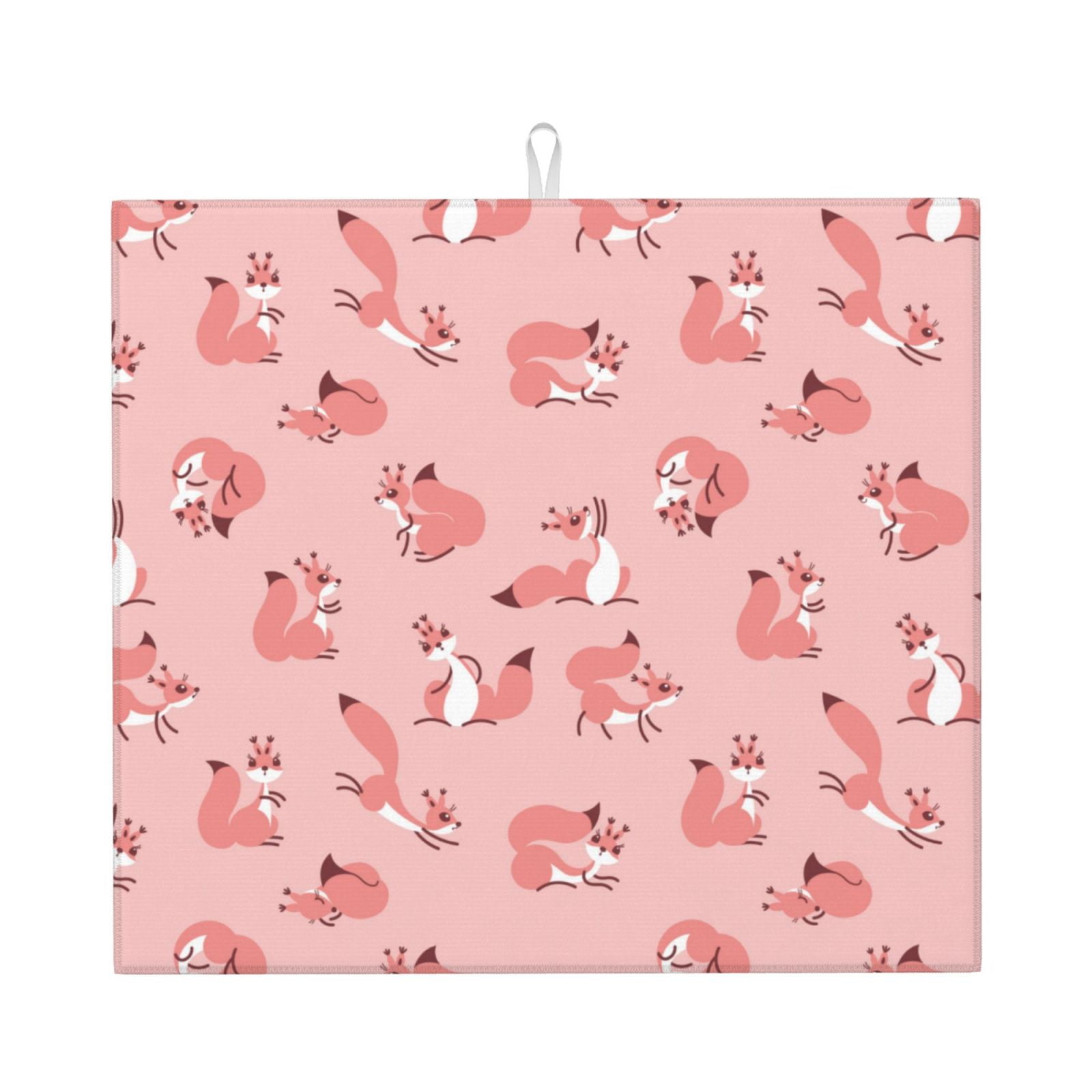 Uemuo Fox Pattern Dish Drying Mat,16*18 inch Absorbent Dish Drainer ...