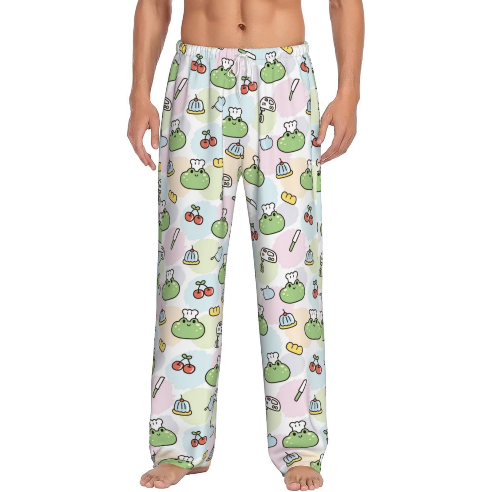 Uemuo Frog Wear Chef Hat Pattern Men's Wide Leg Palazzo Lounge Pants ...