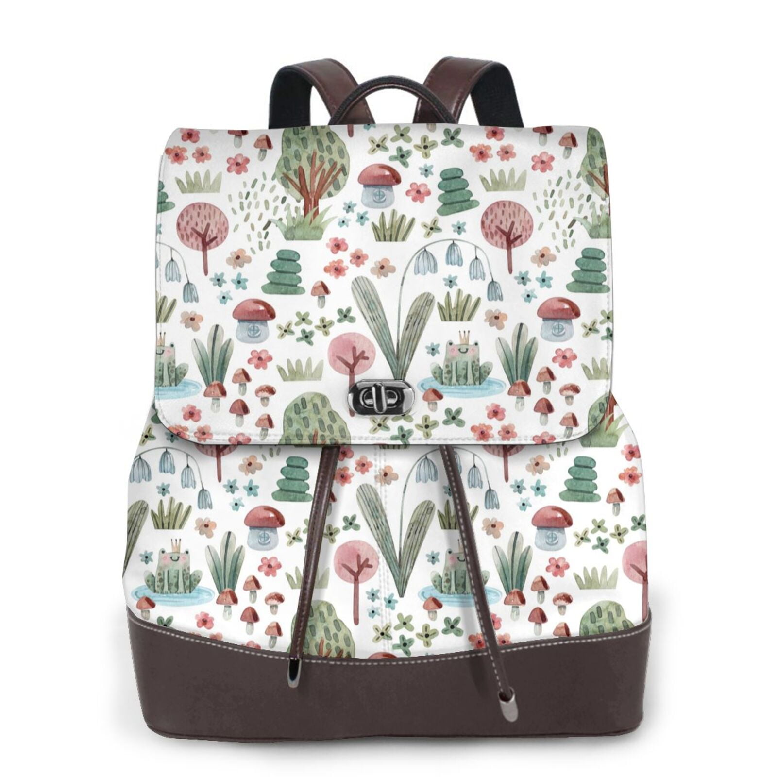 Uemuo Frog and Forest Plants for Backpack Purse for Women Large ...