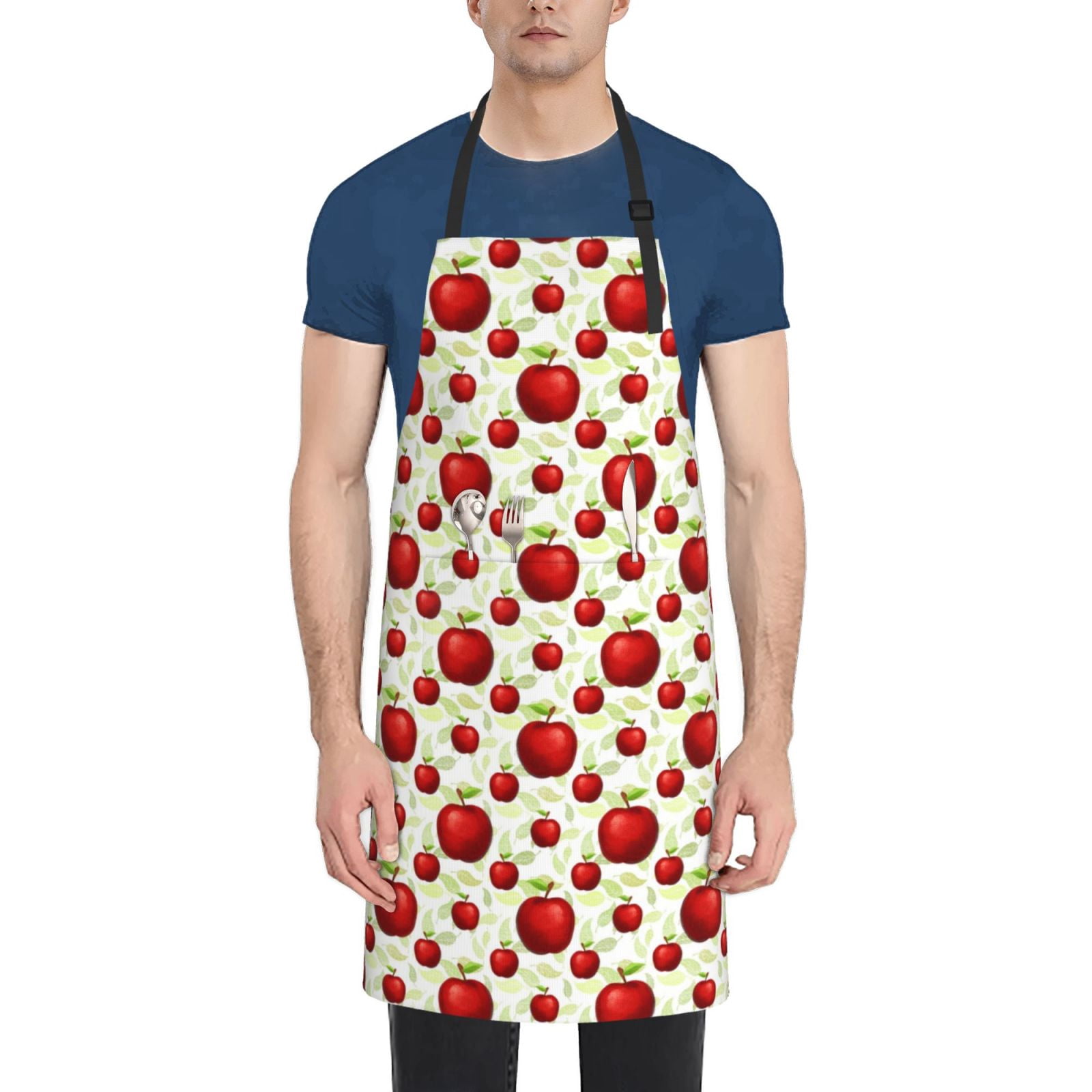 Uemuo Fruit Apples Pattern Waterproof Apron Adjustable Dishwasher Apron ...