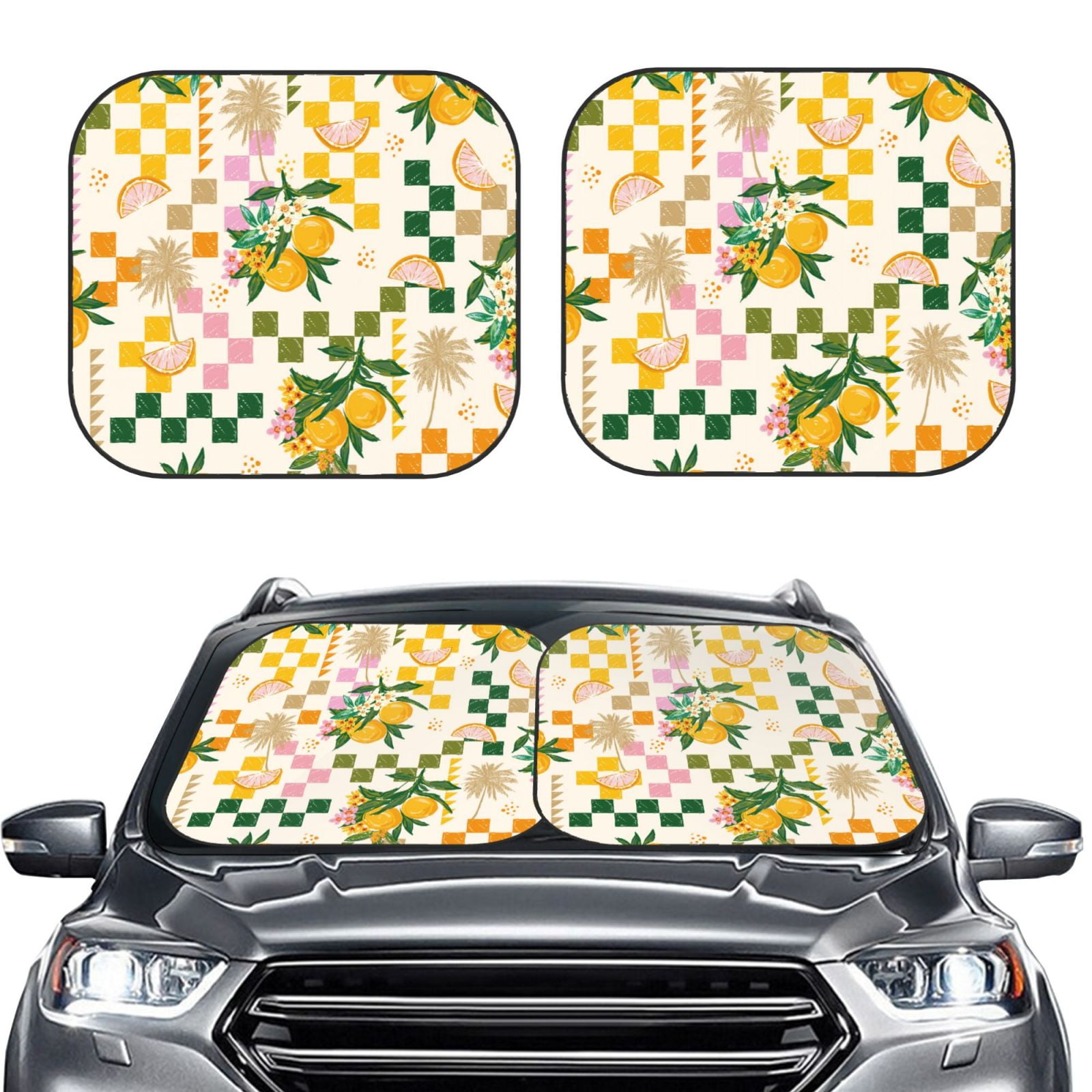 Uemuo Fruit Printed 2 PCS Car Windshield Sun Shade, Auto Sun Heat and ...