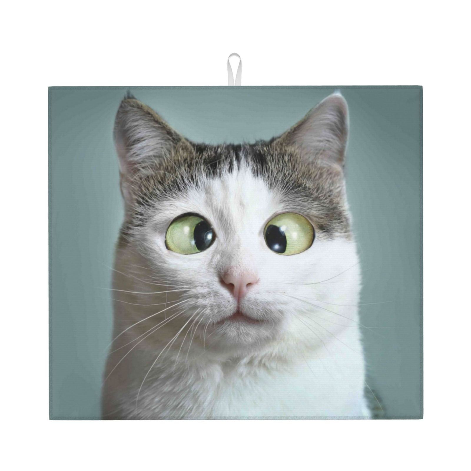 Uemuo Funny Cat Pattern Dish Drying Mat,16*18 inch Absorbent Dish ...