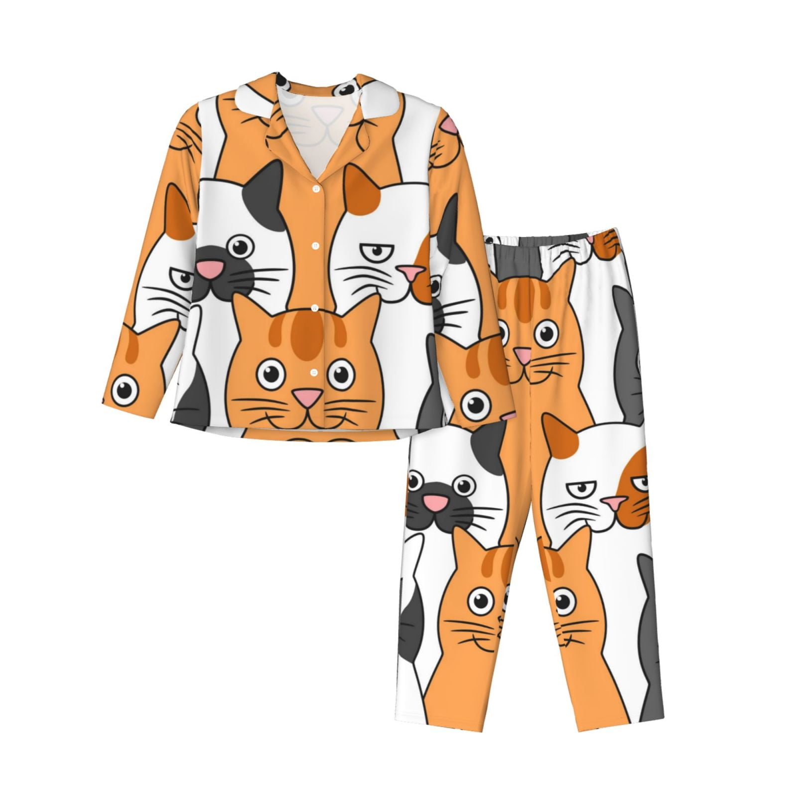 Uemuo Funny Cats Pattern Womens Pajama Sets,PJ Set for Women,Pajamas ...