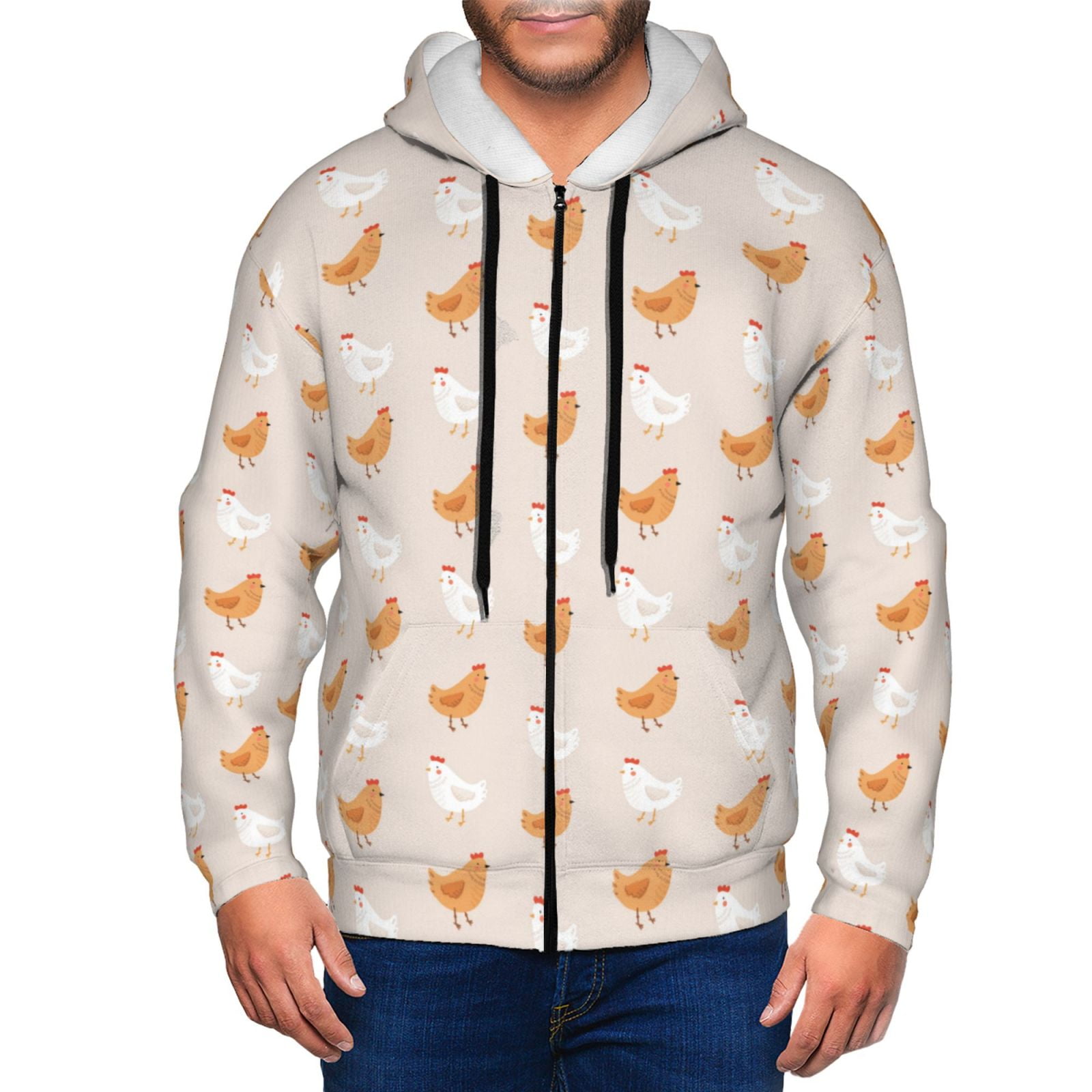 Uemuo Funny Chicken for Men's Fashion Full-zip Hoodies & Sweatshirts ...