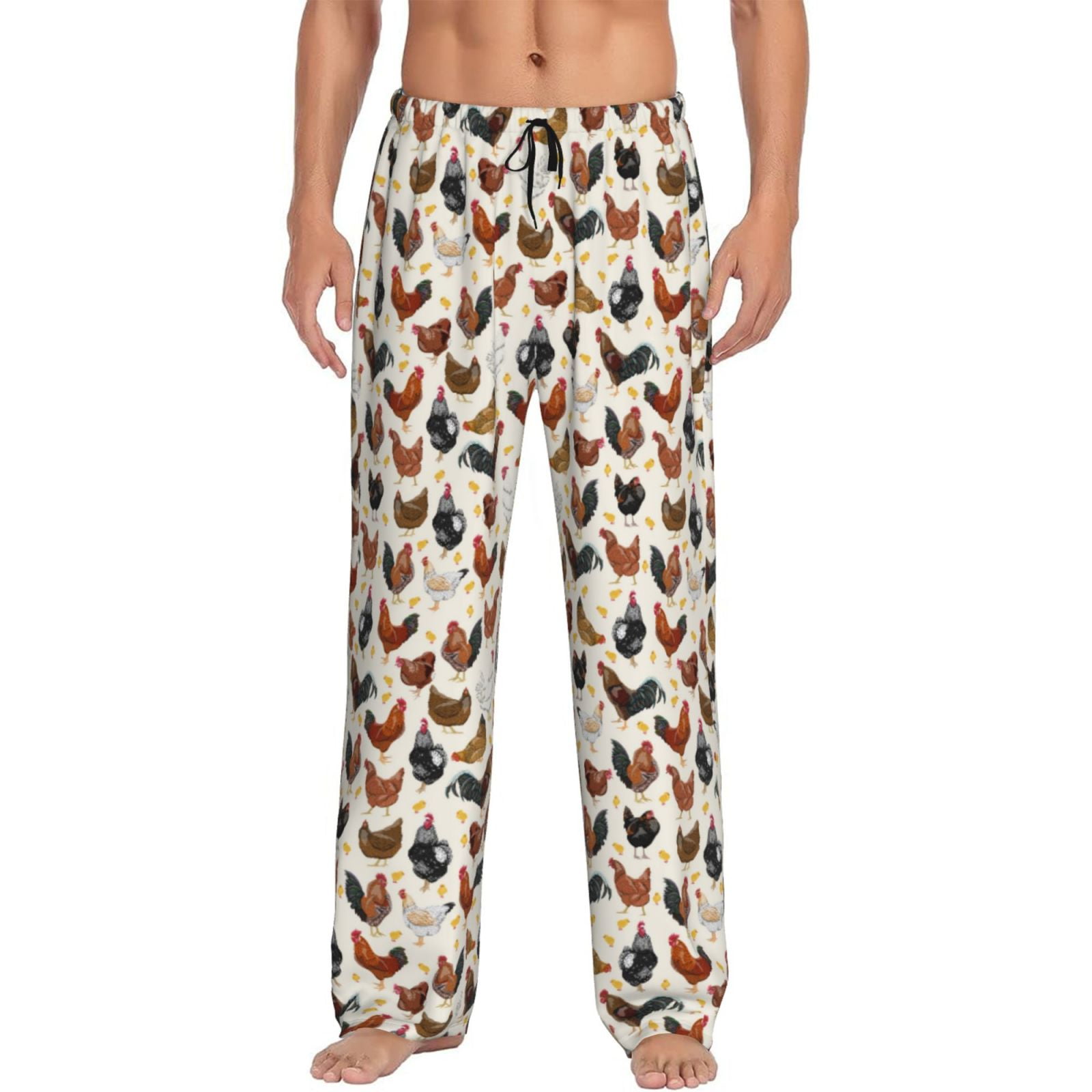 Uemuo Funny Chicken Pattern Men's Wide Leg Palazzo Lounge Pants with ...