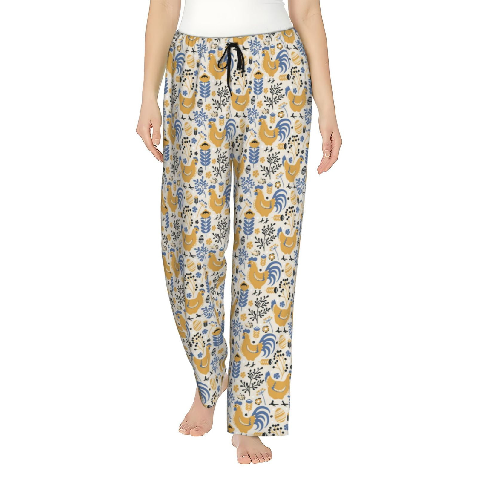 Uemuo Funny Chicken Pattern Women's Wide Leg Palazzo Lounge Pants with ...