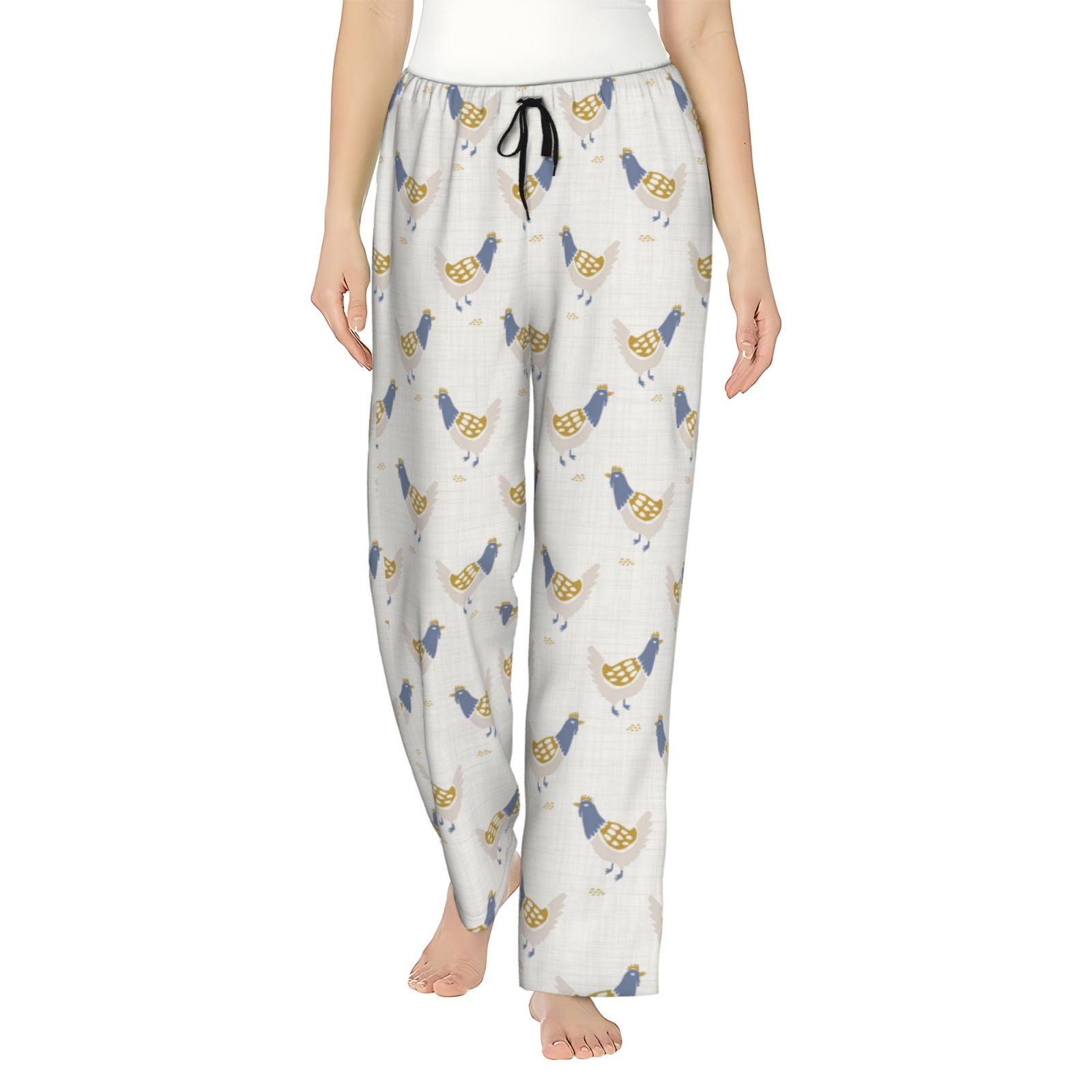 Uemuo Funny Chicken Pattern Women's Wide Leg Palazzo Lounge Pants with ...